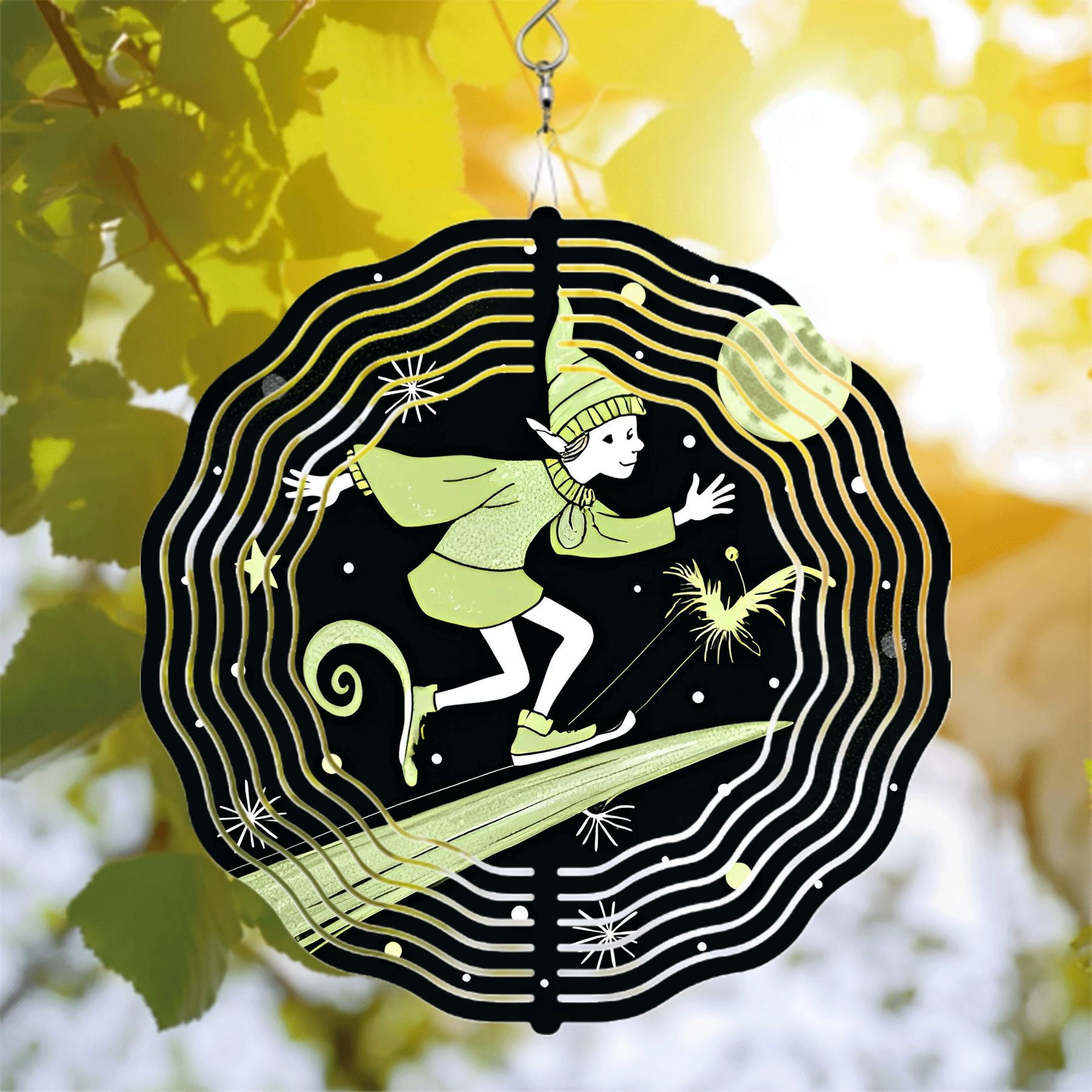 Whimsical Metal Hanging Wind Spinners & Chimes - Bird Design with ...