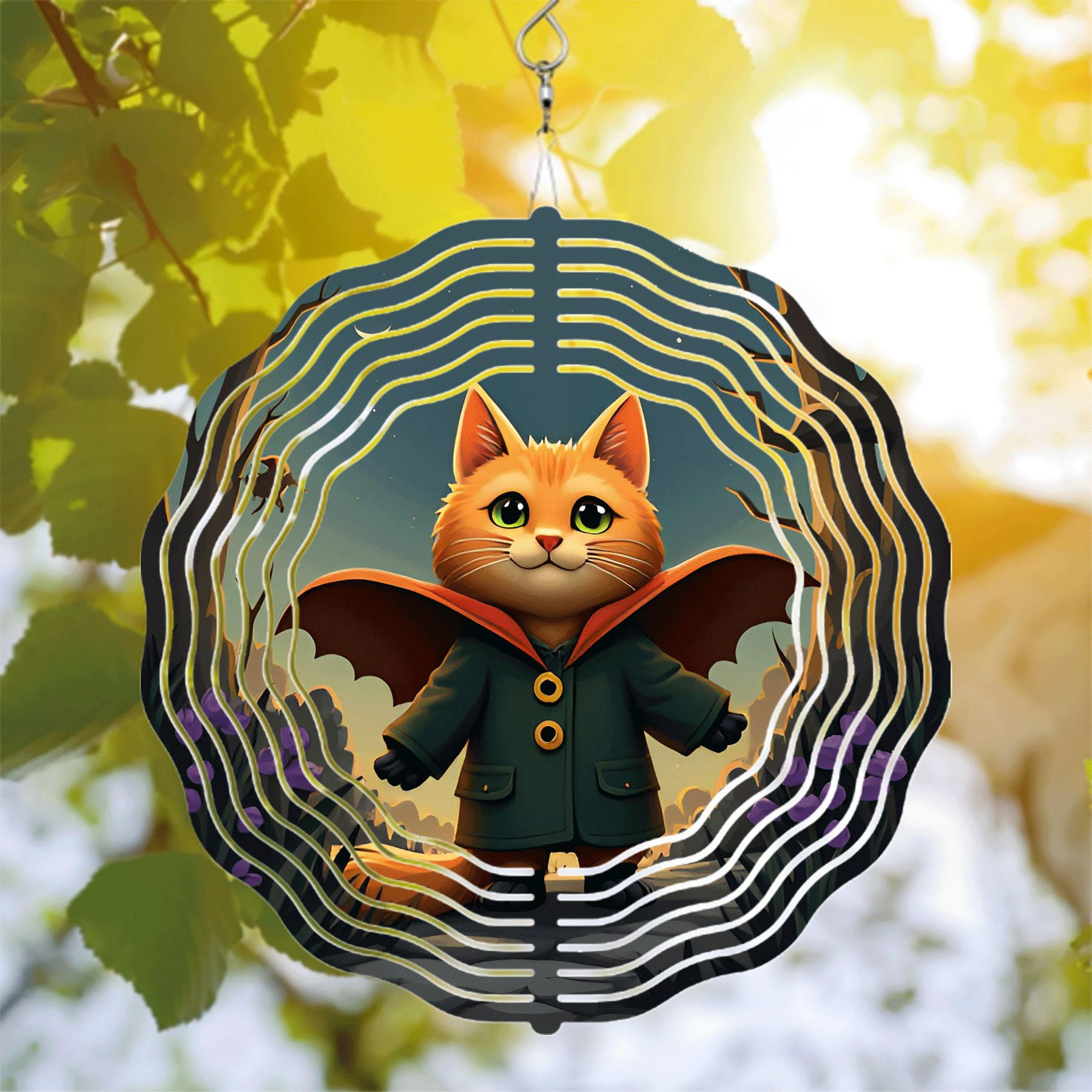 Whimsical Metal Hanging Wind Spinners & Chimes - Circular Sound Wave ...