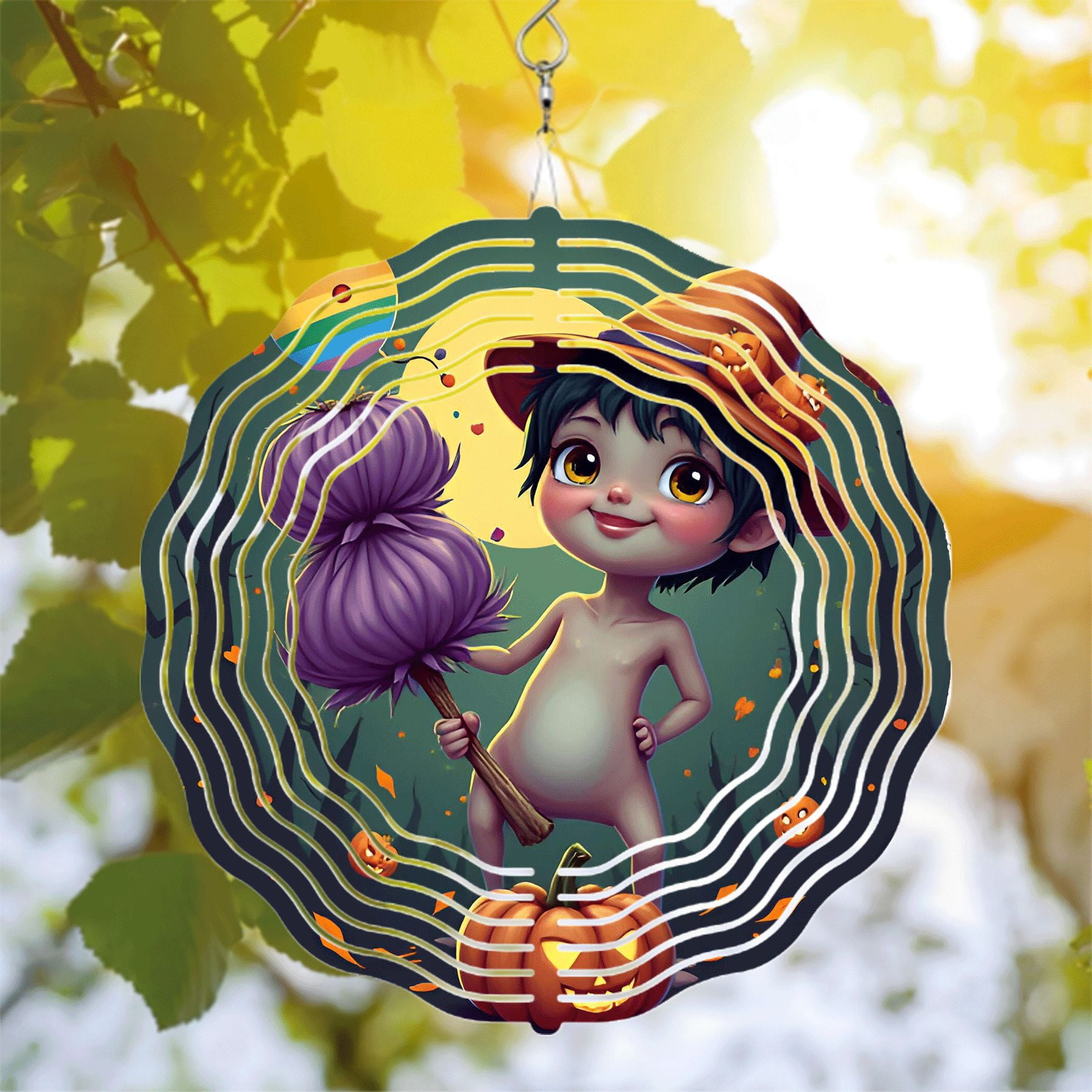 Whimsical Metal Hanging Wind Spinners & Chimes - Colorful Garden Decor ...