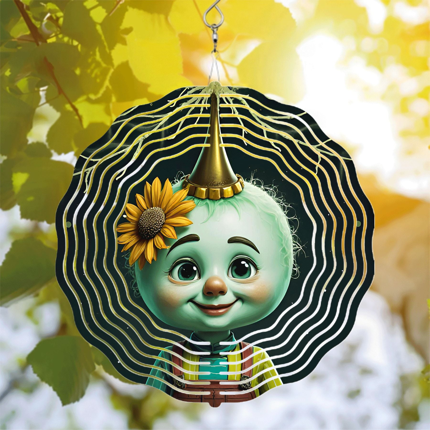 Whimsical Metal Hanging Wind Spinners & Chimes - Colorful Garden Decor ...