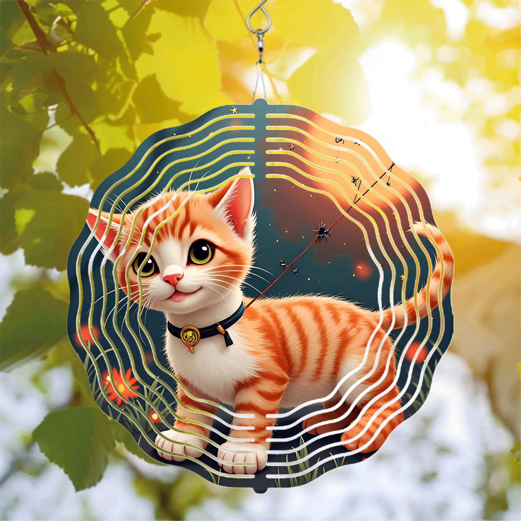Whimsical Metal Hanging Wind Spinners & Chimes - Concentric Circle ...