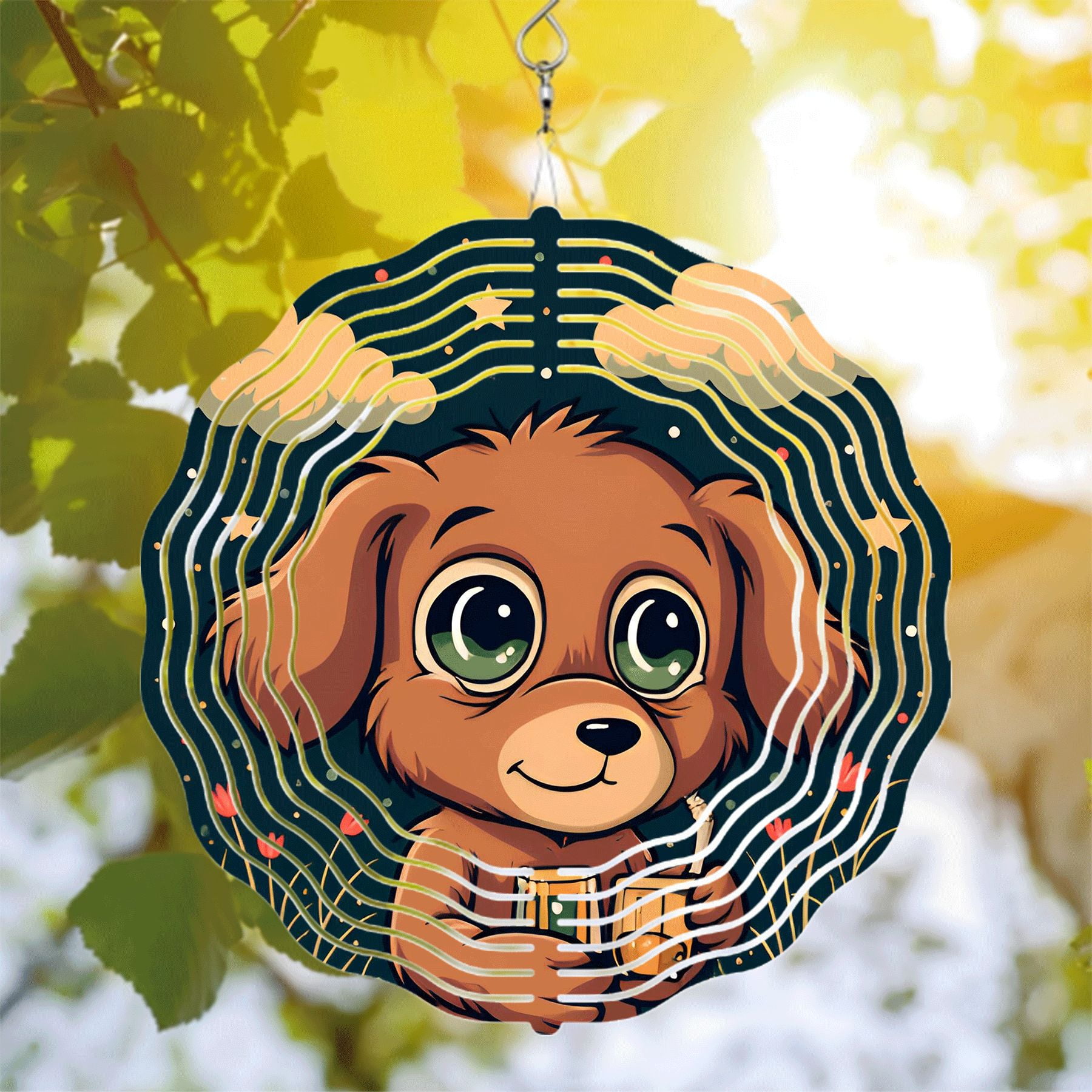 Whimsical Metal Hanging Wind Spinners & Chimes - Concentric Ripple ...