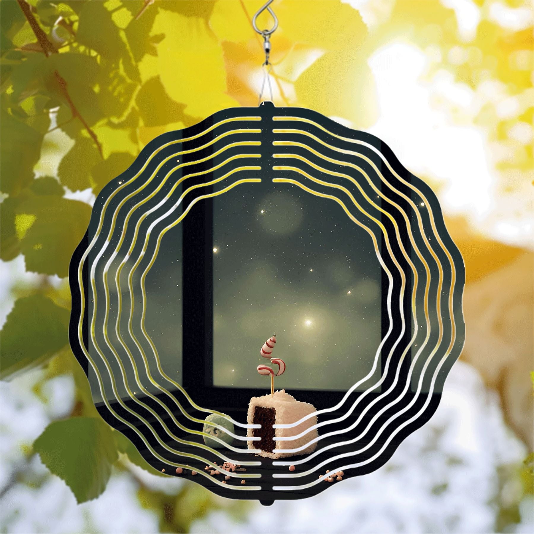 Whimsical Metal Hanging Wind Spinners & Chimes - Concentric Wave ...