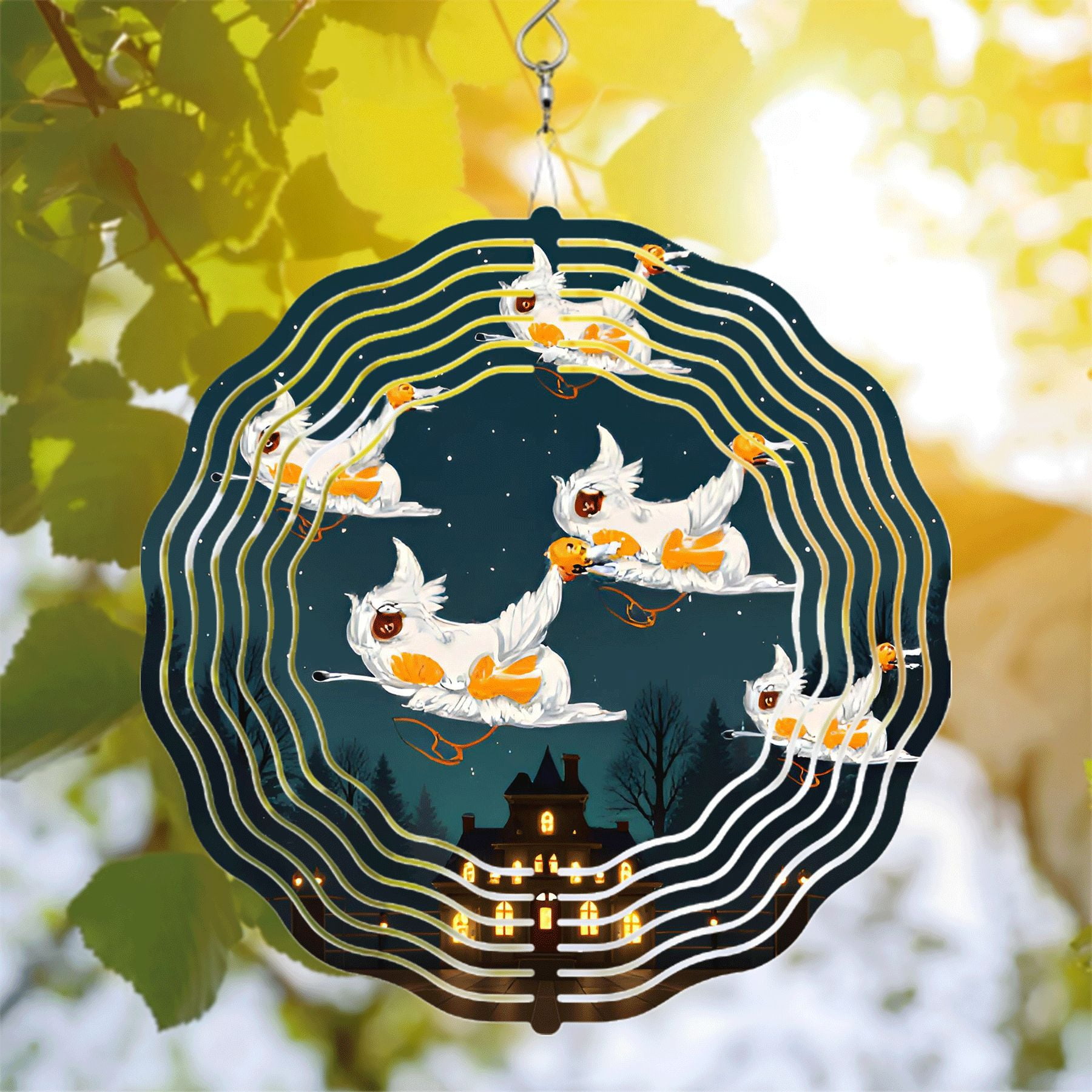 Whimsical Metal Hanging Wind Spinners & Chimes - Dynamic Circular ...