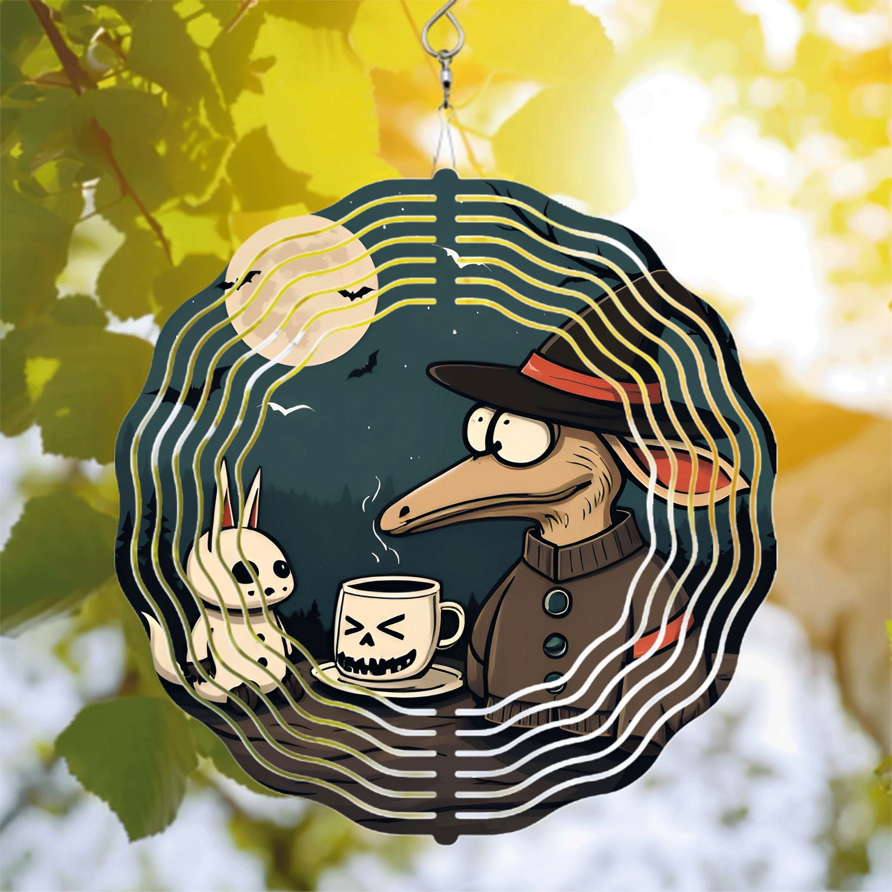 Whimsical Metal Hanging Wind Spinners & Chimes - Enchanting Bird ...