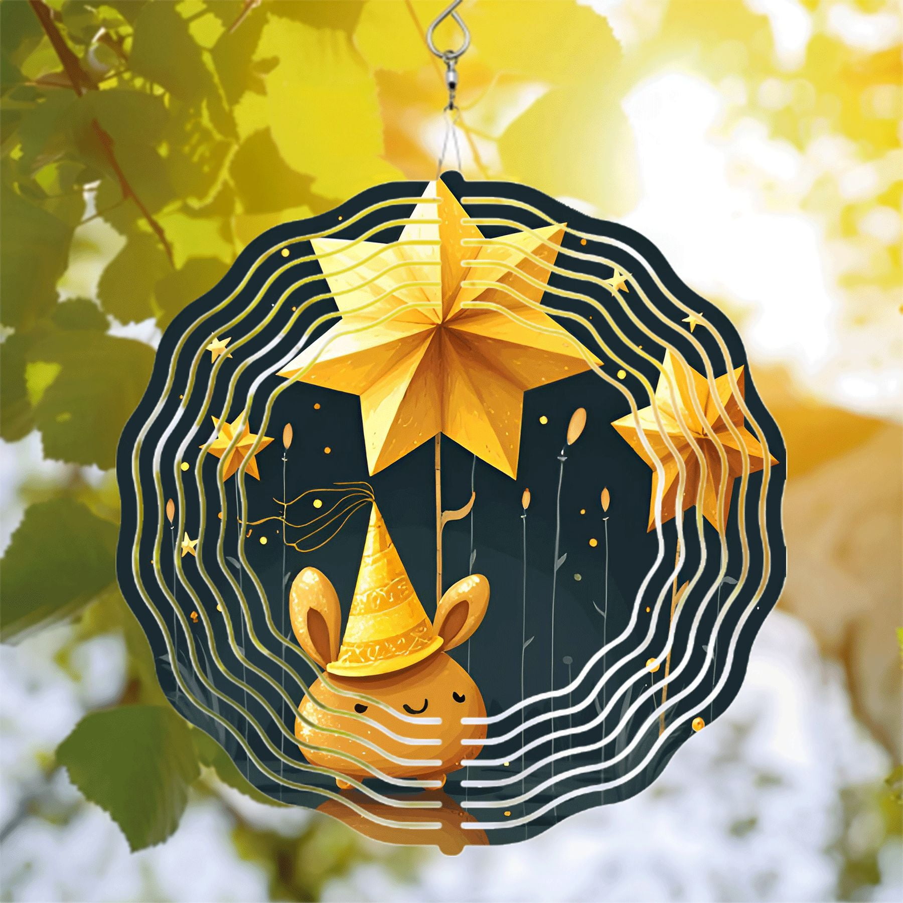Whimsical Metal Hanging Wind Spinners & Chimes - Festive Circular ...