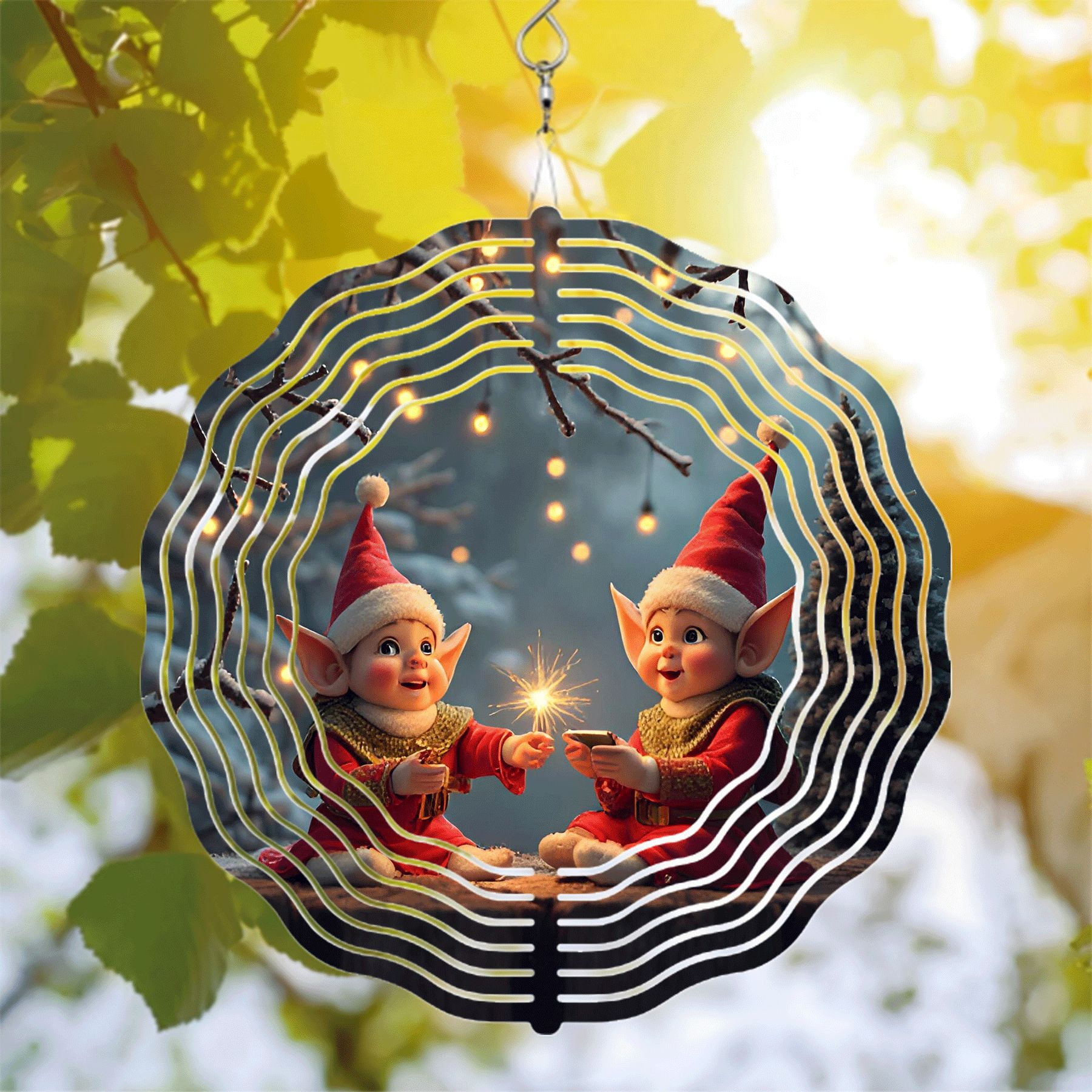 Whimsical Metal Hanging Wind Spinners & Chimes - Festive Garden Decor ...