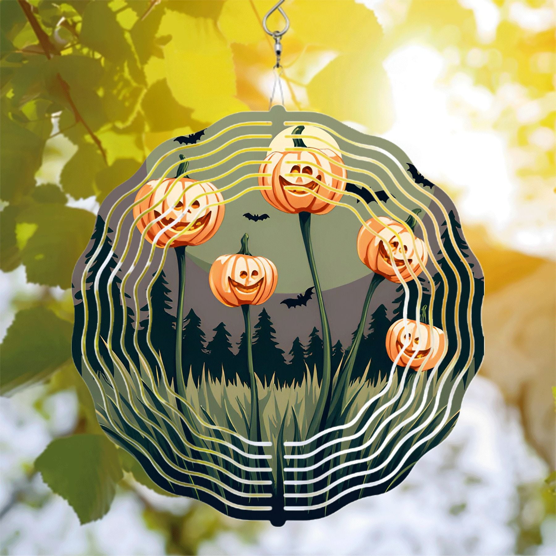 Whimsical Metal Hanging Wind Spinners & Chimes - Festive Pumpkin Design ...