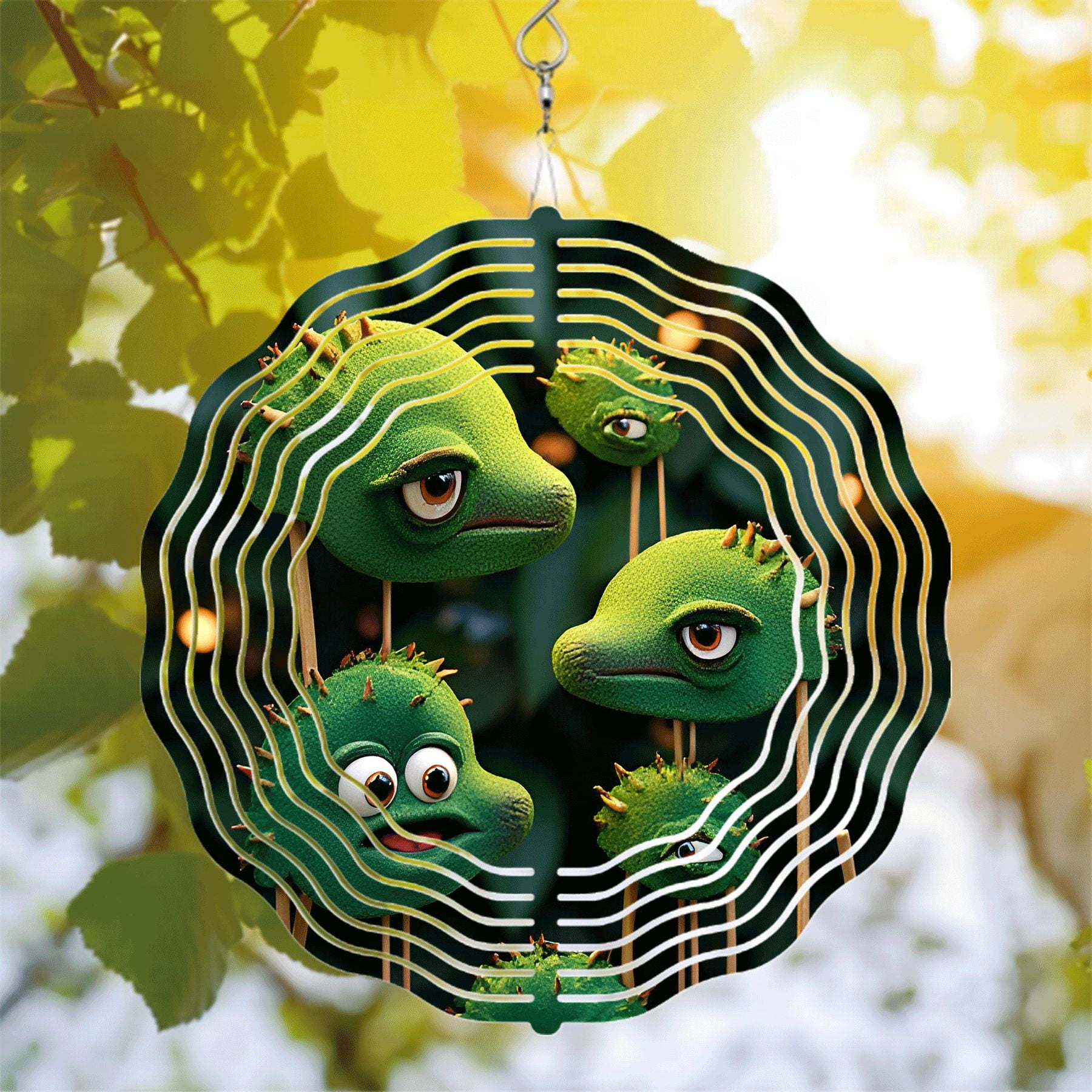 Whimsical Metal Hanging Wind Spinners & Chimes - Lively Circular Design ...