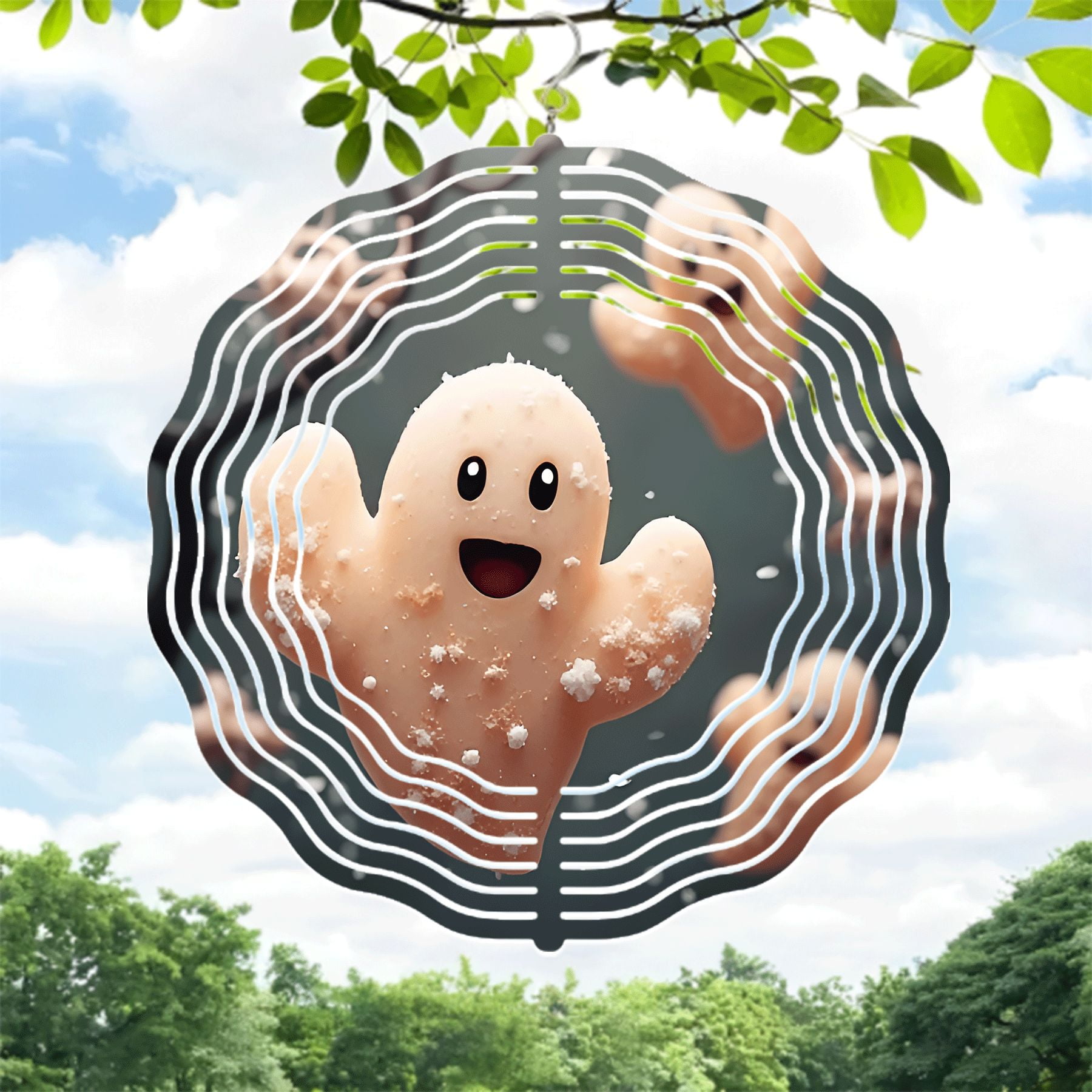 Whimsical Metal Hanging Wind Spinners & Chimes - Playful Ghost Design ...
