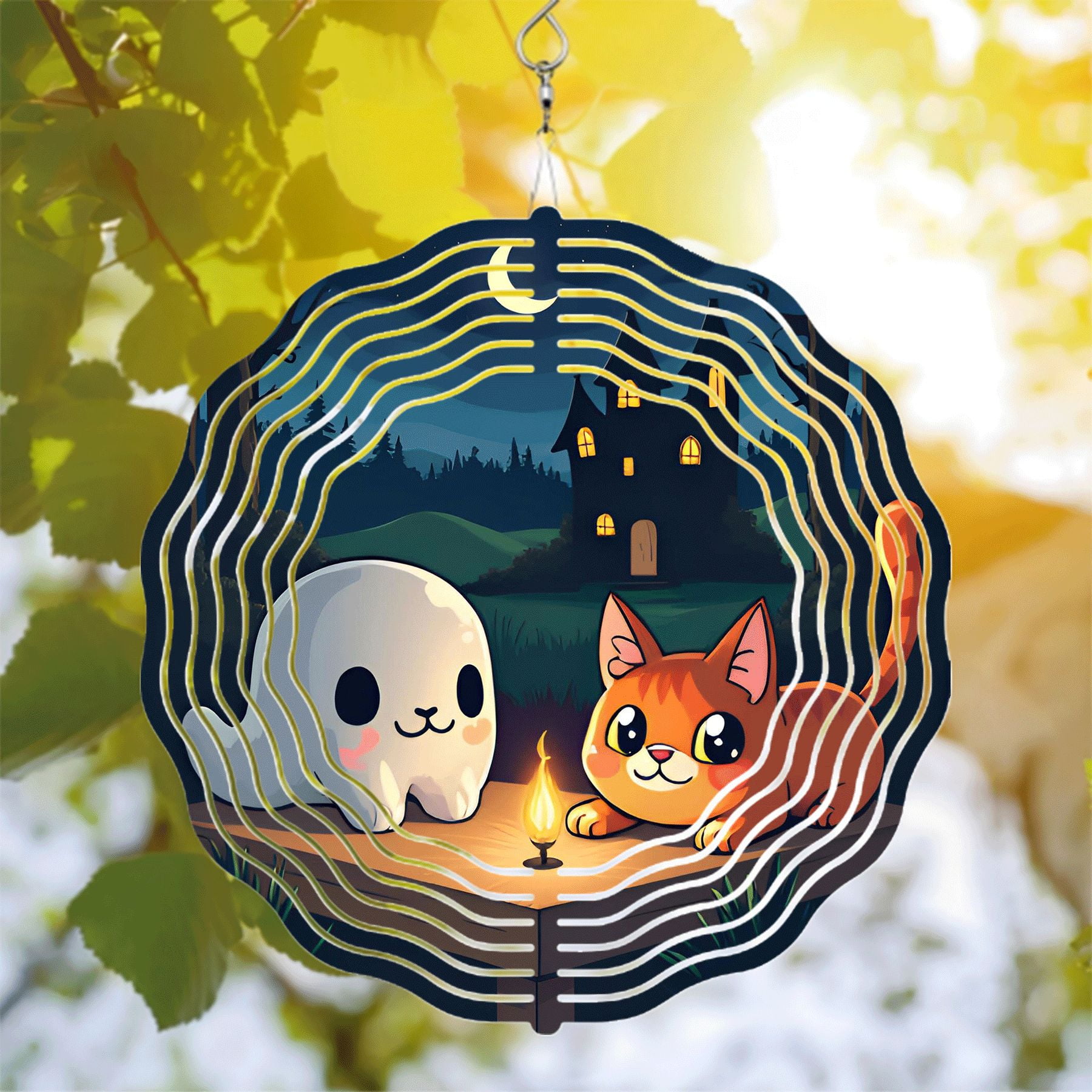Whimsical Metal Hanging Wind Spinners & Chimes - Unique Circular ...