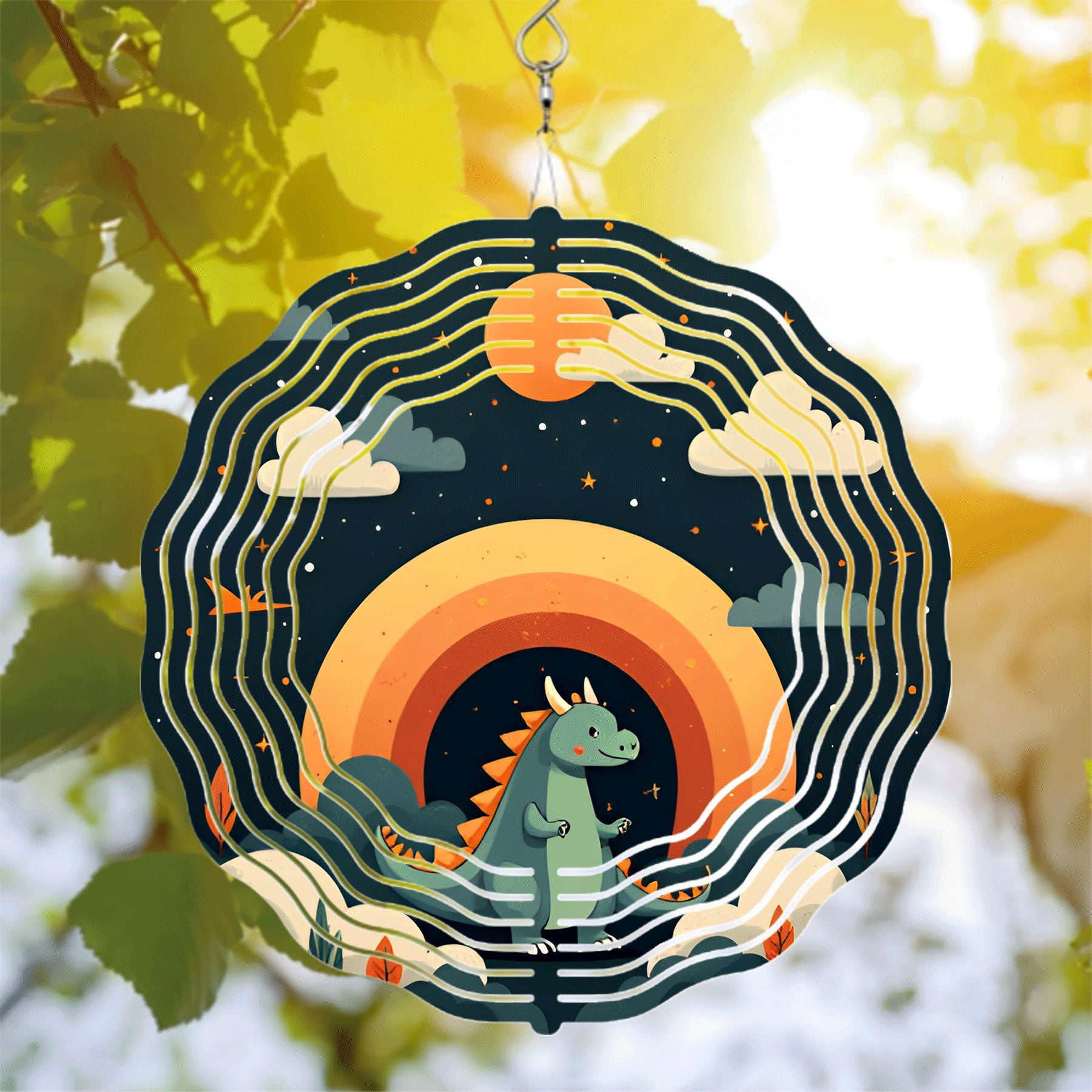 Whimsical Metal Hanging Wind Spinners & Chimes - Vibrant Rainbow Design ...