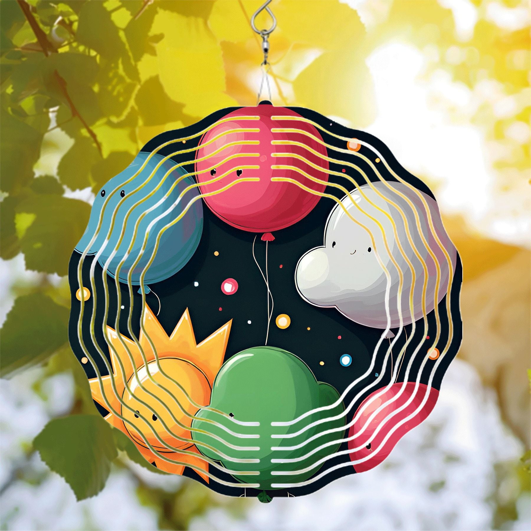Whimsical Metal Hanging Wind Spinners & Chimes for Yard - Colorful ...