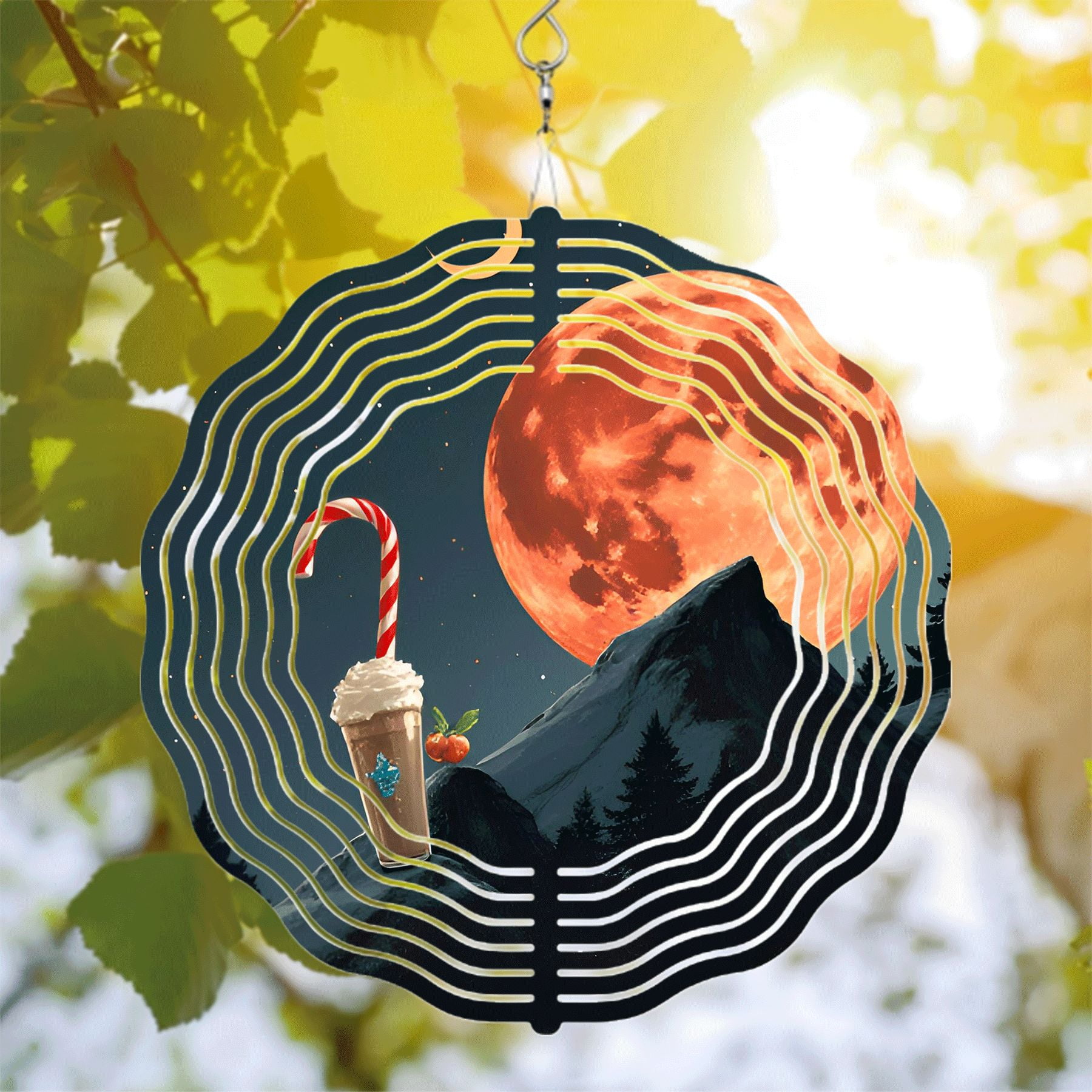 Whimsical Metal Hanging Wind Spinners - Circular Tunnel Design with ...