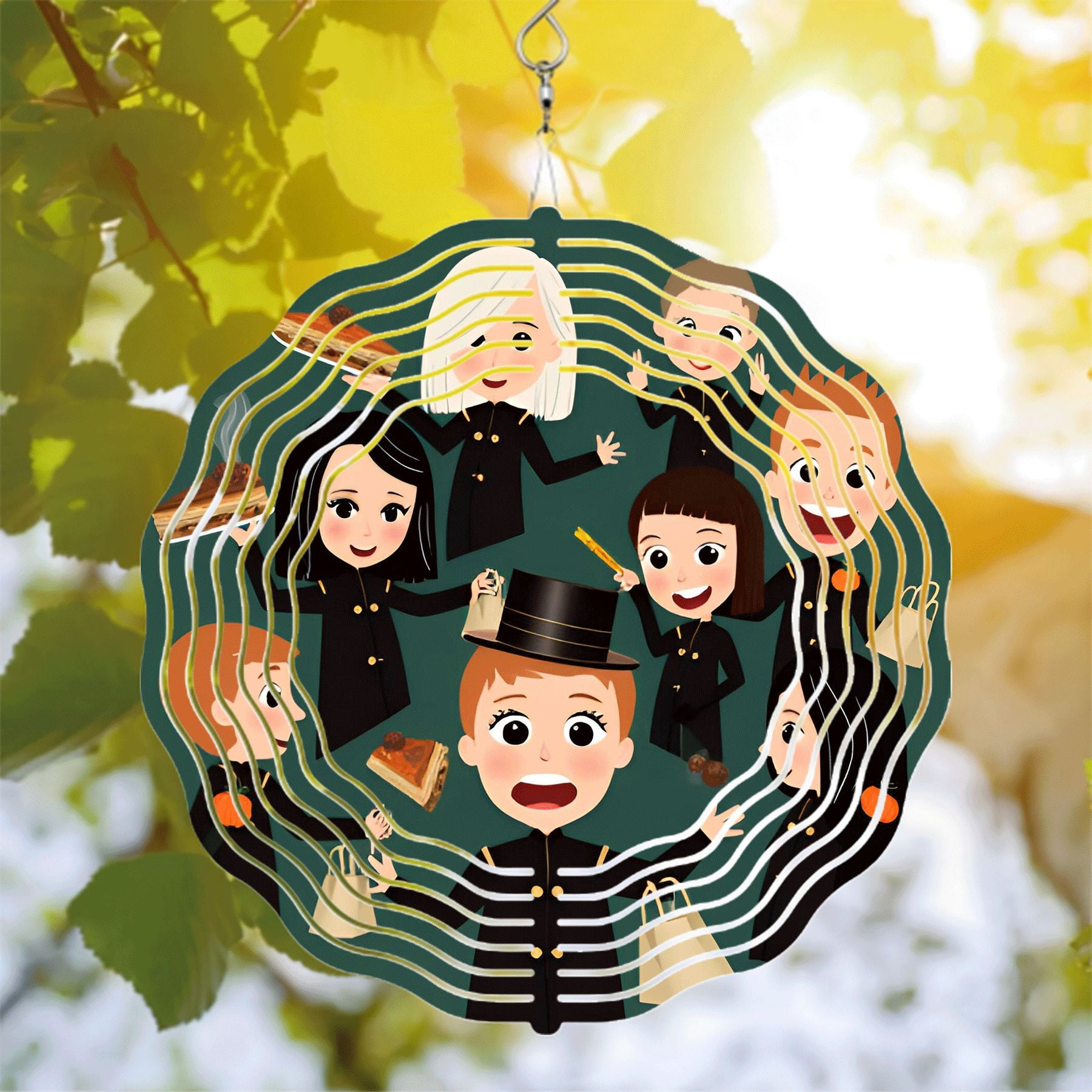 Whimsical Metal Hanging Wind Spinners - Colorful Concentric Circle ...