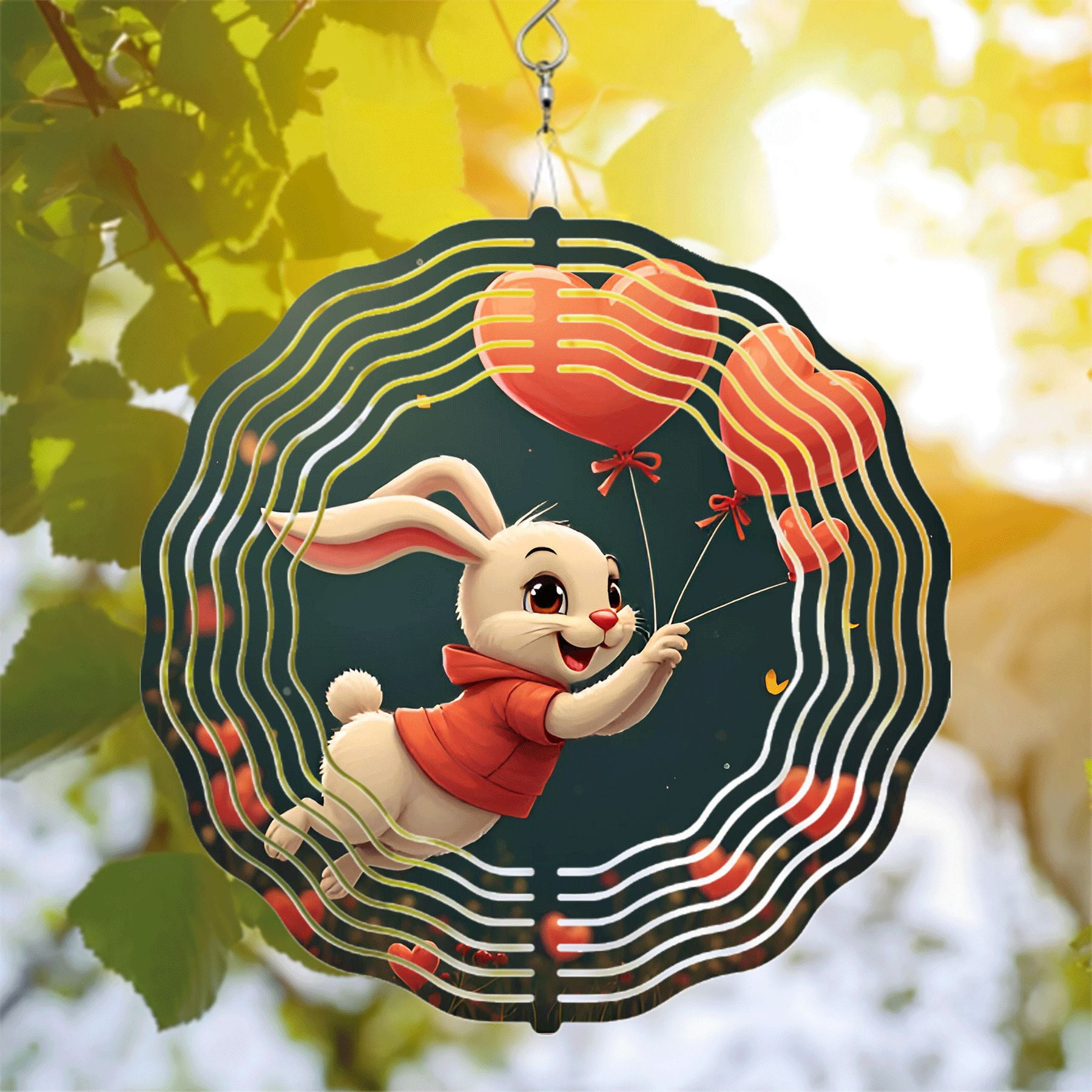Whimsical Metal Hanging Wind Spinners - Heart-Shaped Design for Yard ...