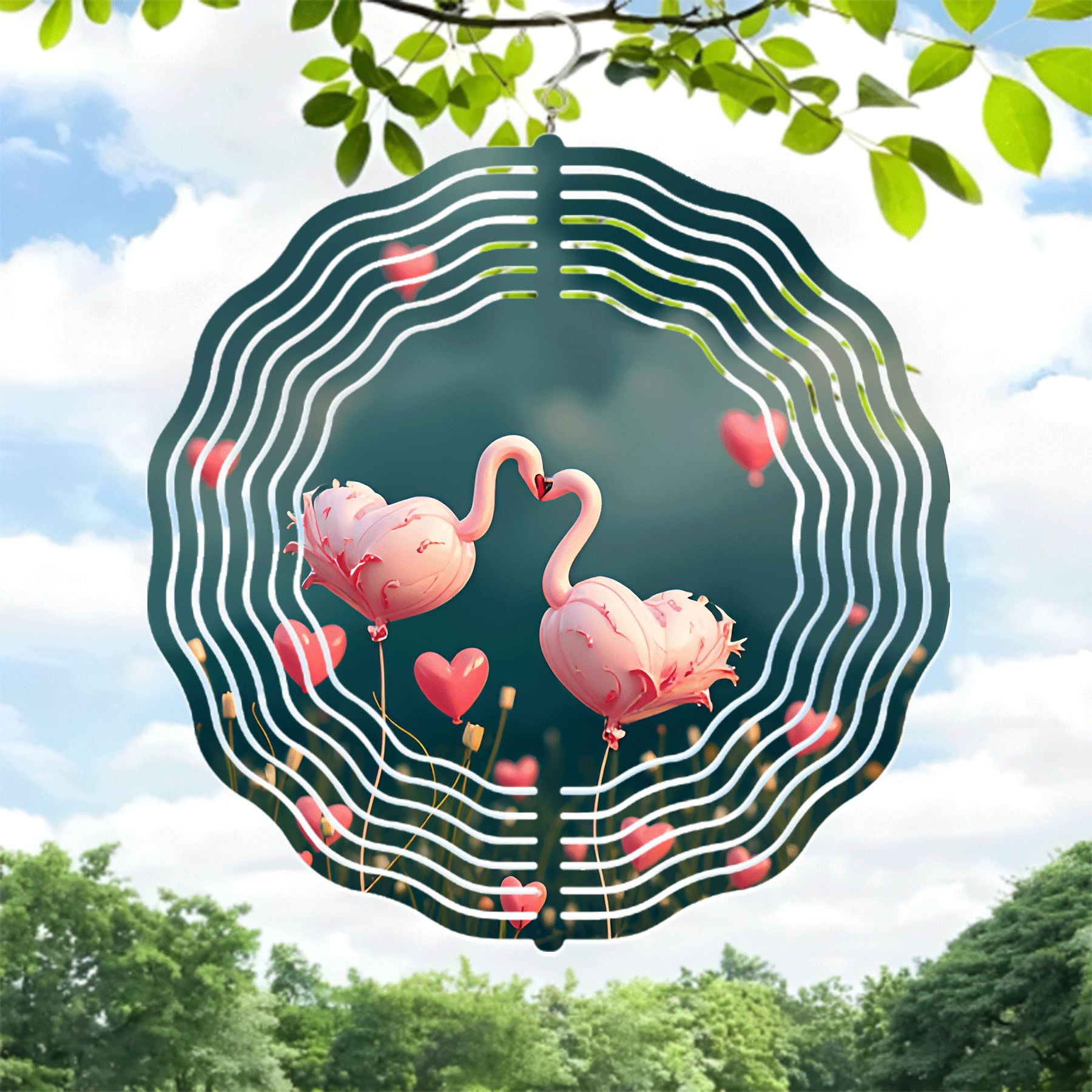 Whimsical Metal Hanging Wind Spinners - Heart-Shaped Design with ...