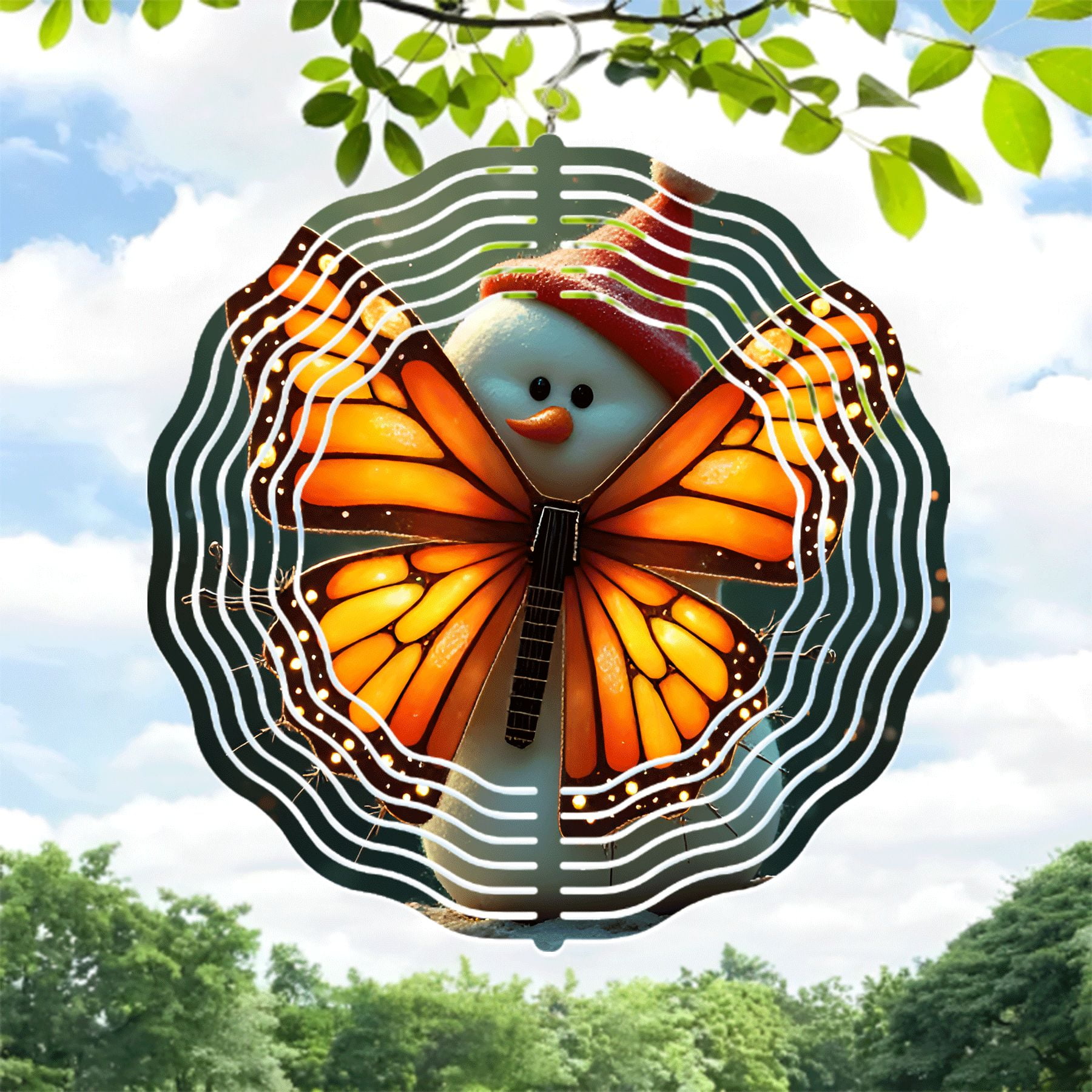 Whimsical Metal Hanging Wind Spinners with Butterfly Design - Vibrant ...