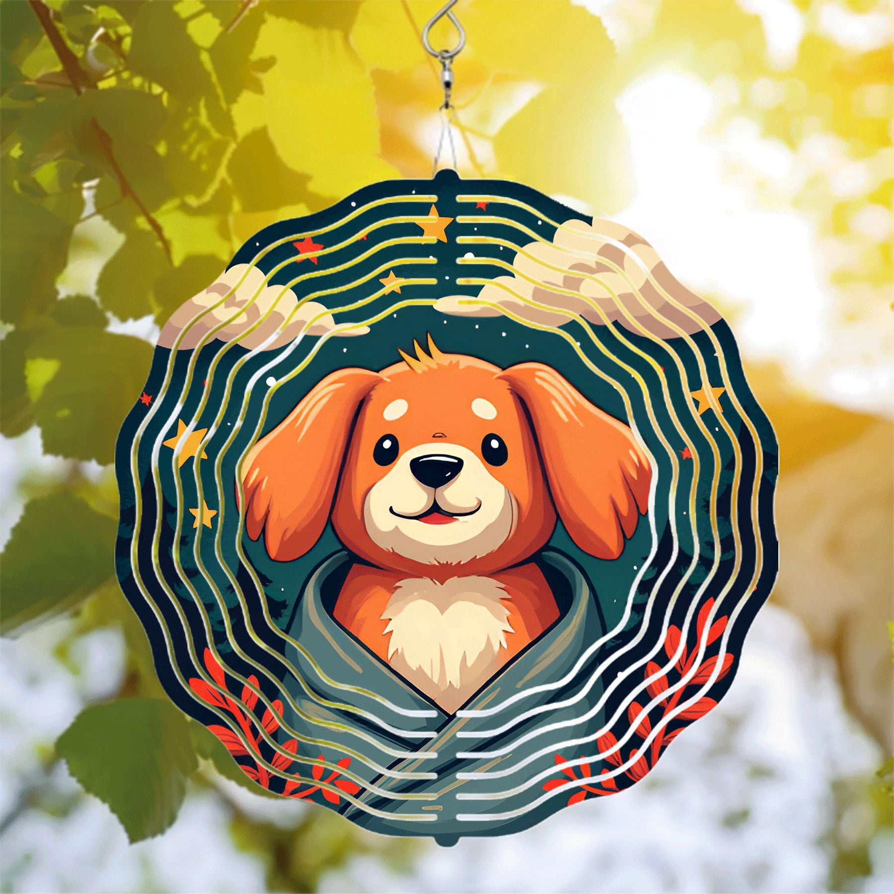 Whimsical Metal Hanging Wind Spinners with Circular Layered Design ...