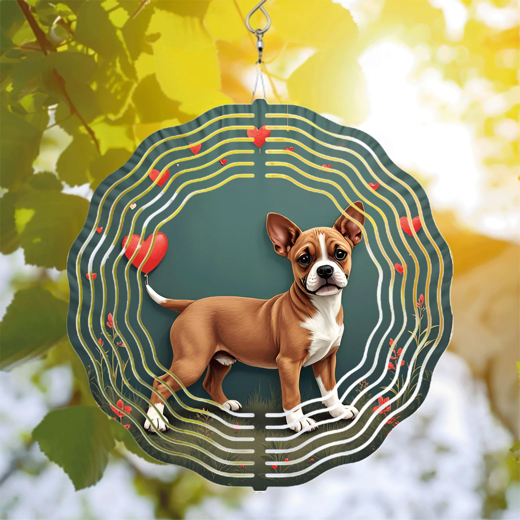 Whimsical Metal Hanging Wind Spinners with Circular Patterns & Heart ...