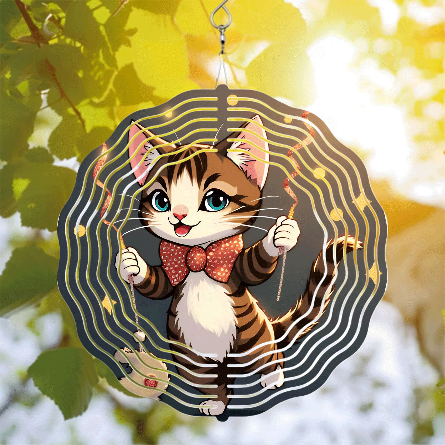 Whimsical Metal Hanging Wind Spinners with Colorful Star Designs ...