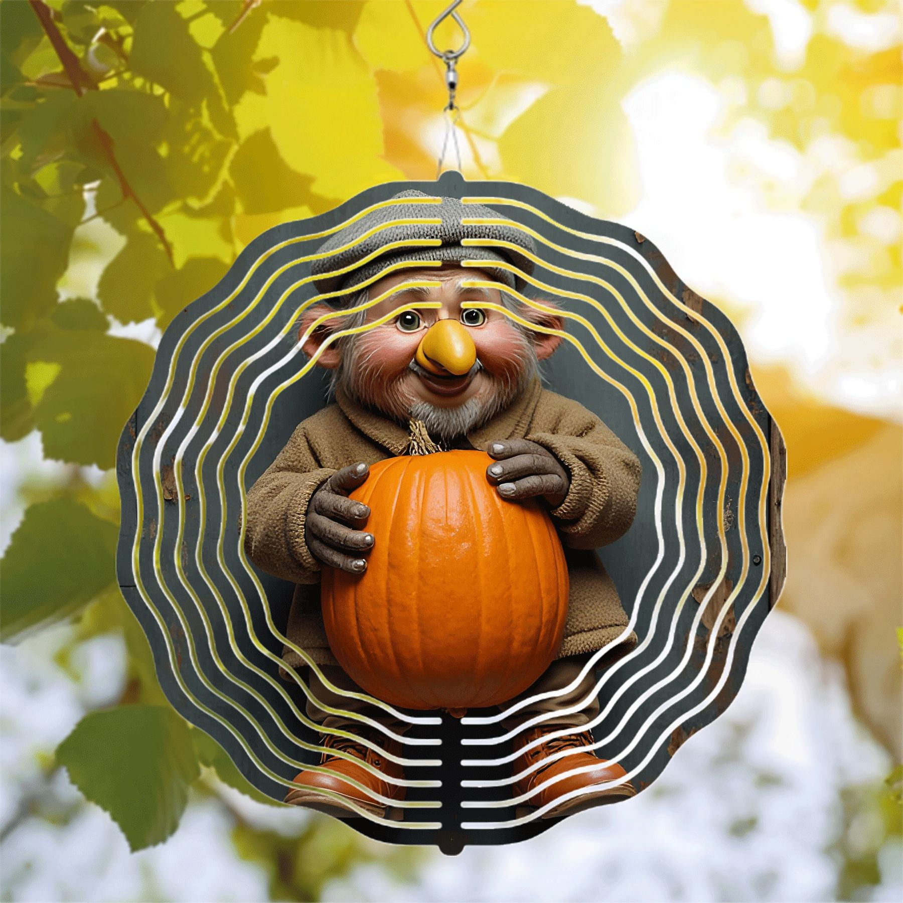 Whimsical Metal Hanging Wind Spinners with Concentric Circular Patterns ...