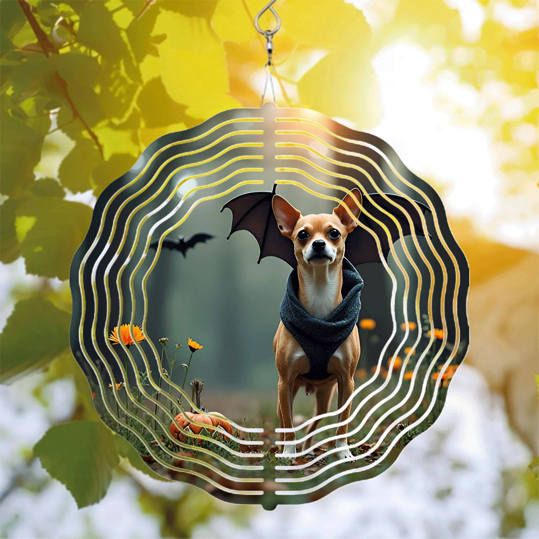 Whimsical Metal Hanging Wind Spinners with Concentric Patterns - Unique ...