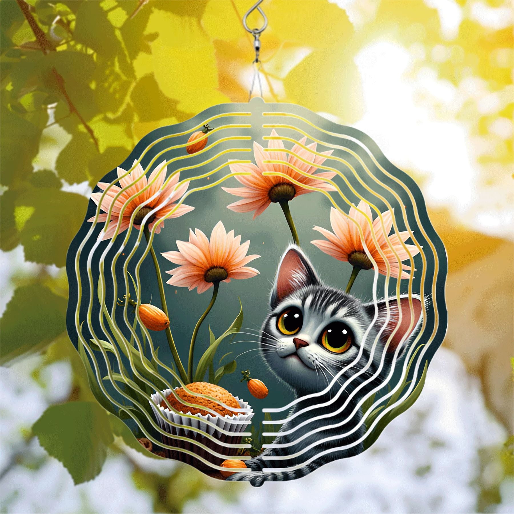Whimsical Metal Hanging Wind Spinners with Concentric Patterns ...