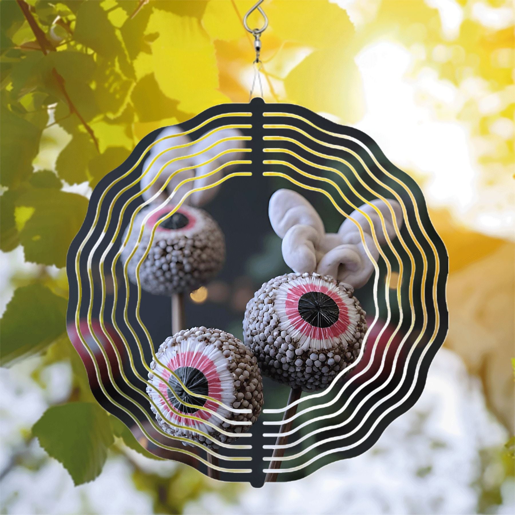 Whimsical Metal Hanging Wind Spinners with Eye - Catching Candy - Like ...