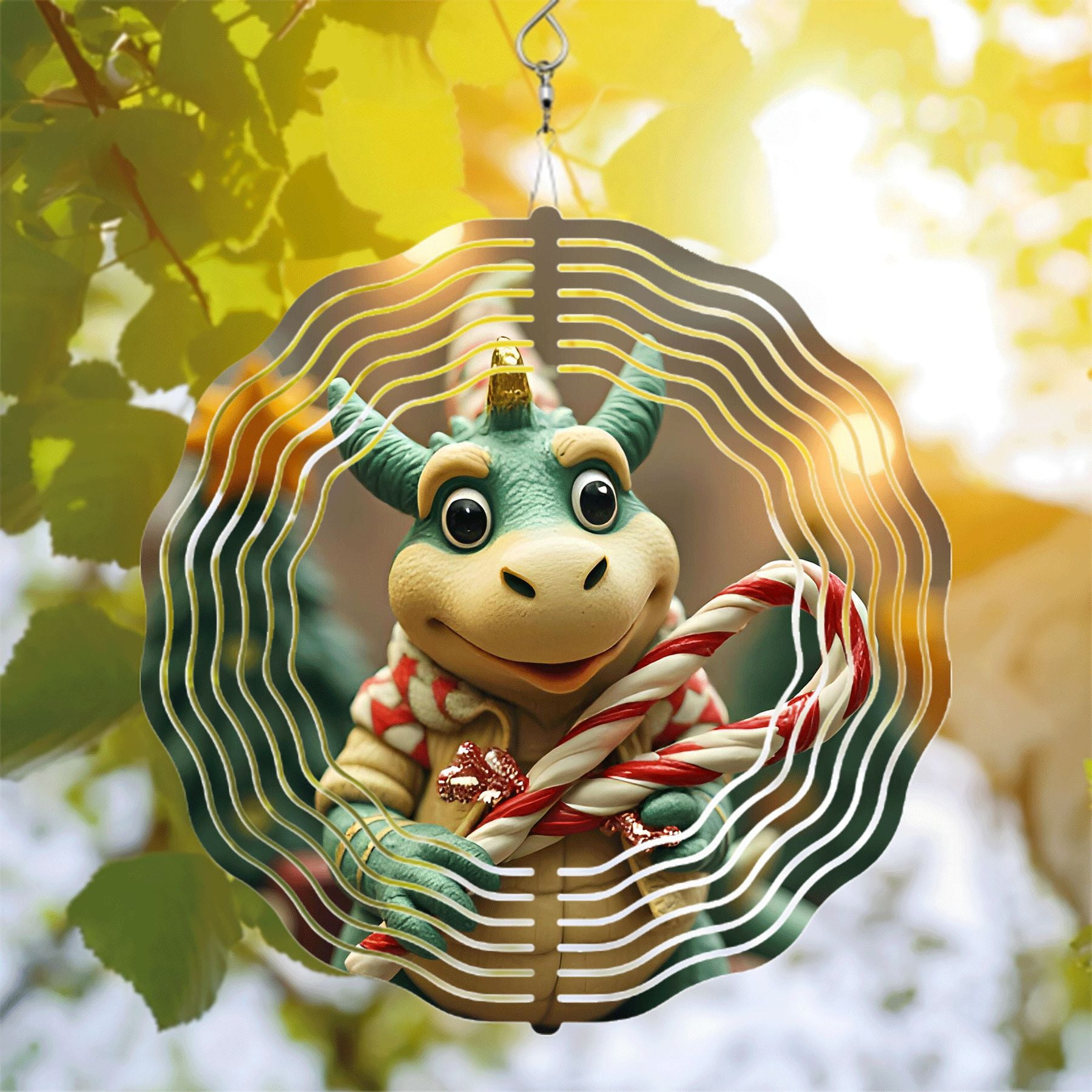 Whimsical Metal Hanging Wind Spinners with Festive Circular Patterns ...