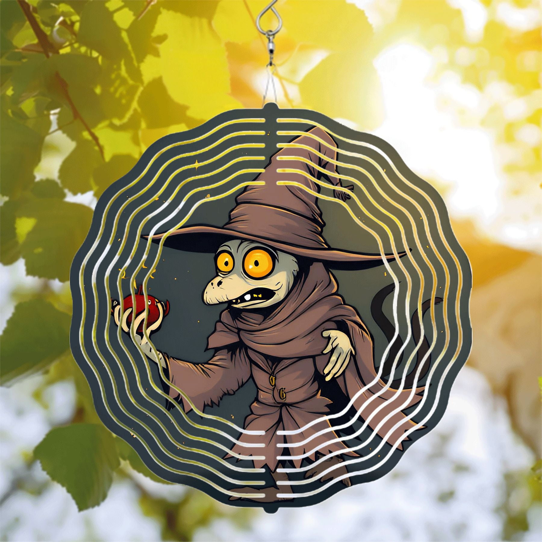 Whimsical Metal Hanging Wind Spinners with Mystical Circular Patterns ...