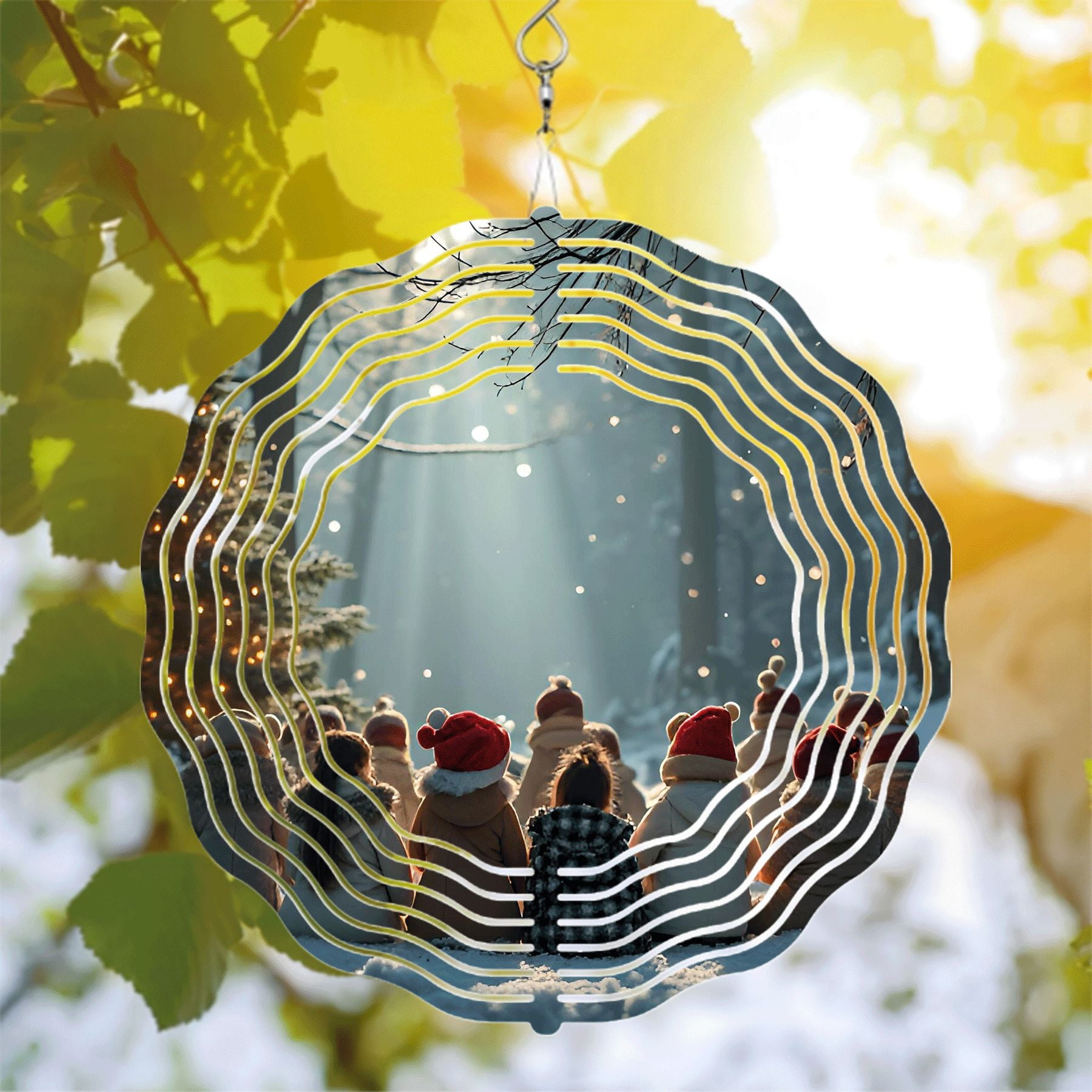 Whimsical Metal Hanging Wind Spinners with Wave Pattern Design ...