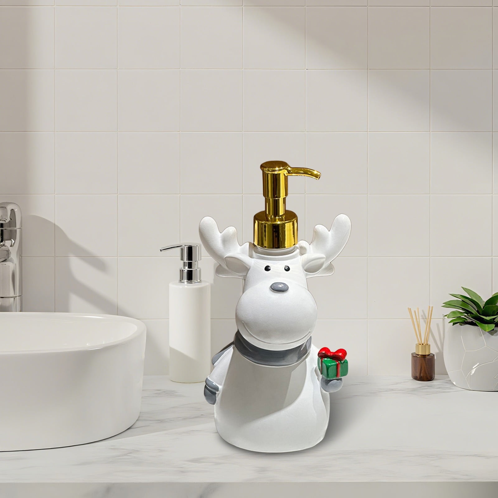 Whimsical Moose Soap/Lotion Pump Dispenser - Refillable Rustic Antler ...
