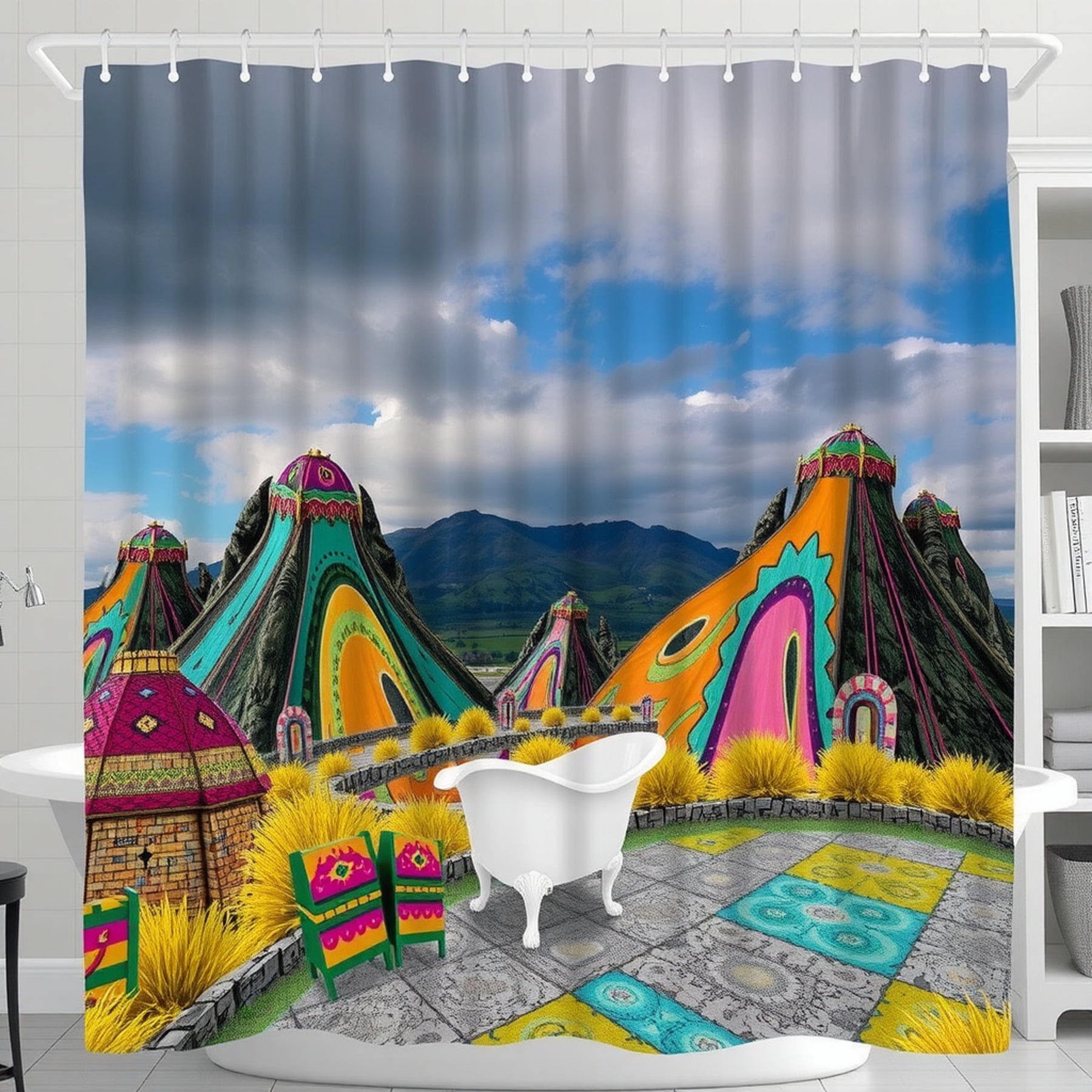 Whimsical Multi-Colored Dome Shower Curtain - Surreal Patterns ...