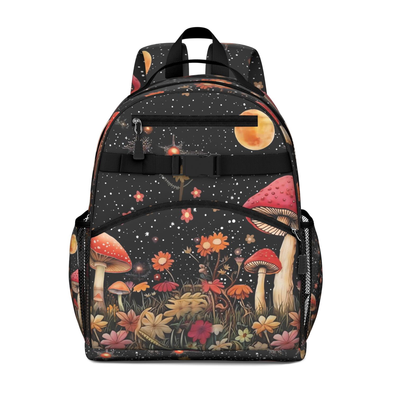 Whimsical Mushroom Backpack with Side Pockets - Waterproof Lightweight ...