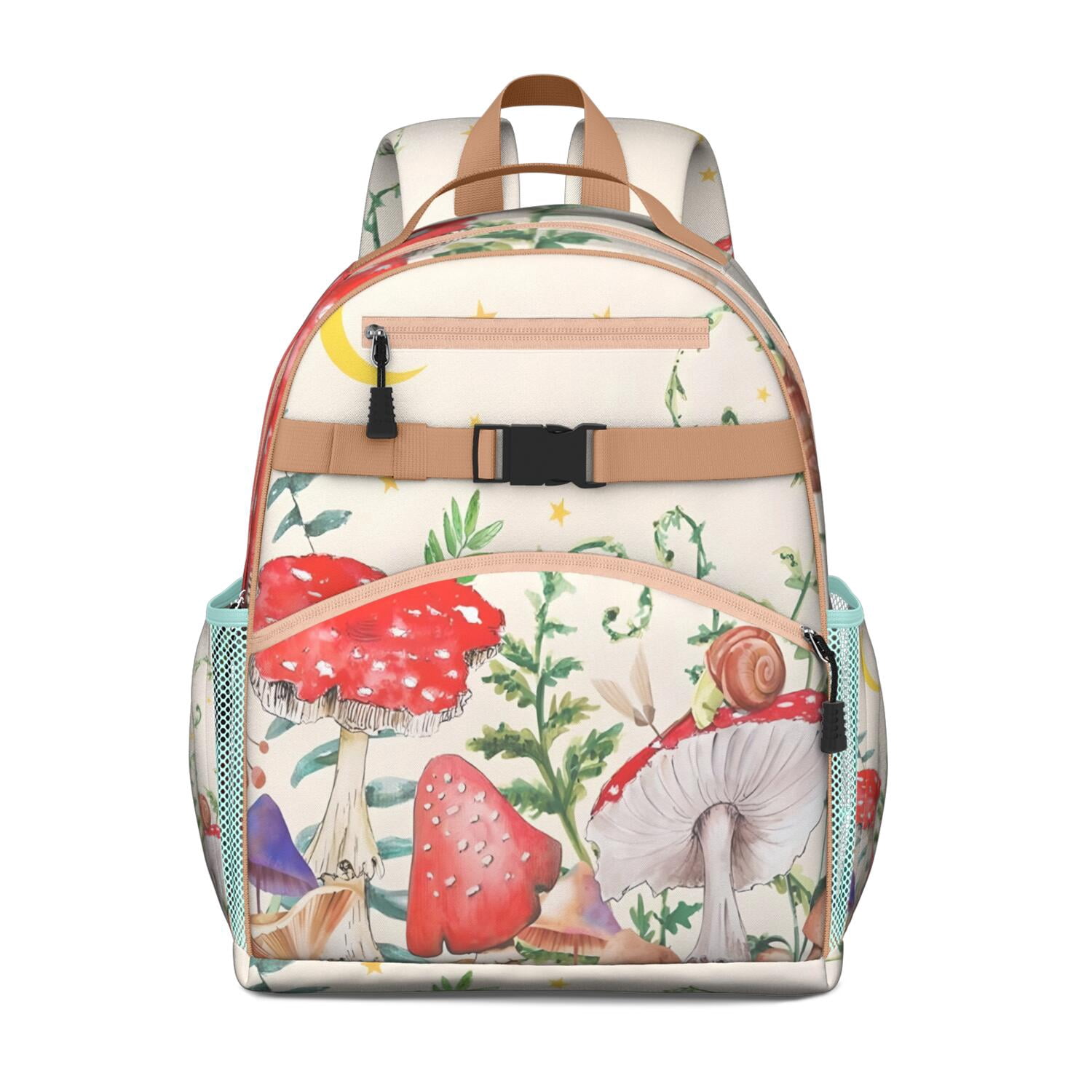 Whimsical Mushroom Backpack with Side Pockets - Waterproof Lightweight ...