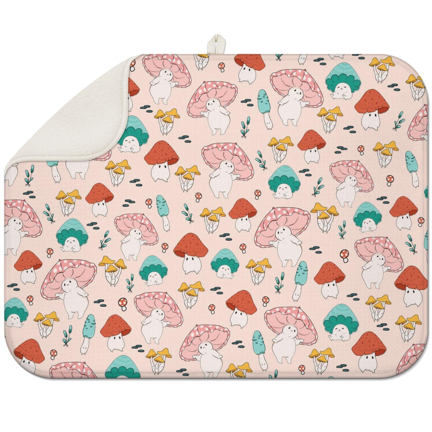 Whimsical Mushroom Dish Drying Mat Super Absorbent Microfiber ...