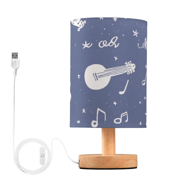 Whimsical Music Notes USB Powered Canvas Shade Desk Lamp LED Light with ...