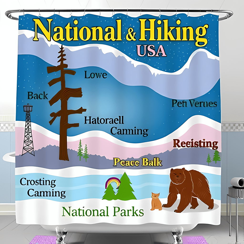 Whimsical National Parks Shower Curtain - Colorful Map Design with ...