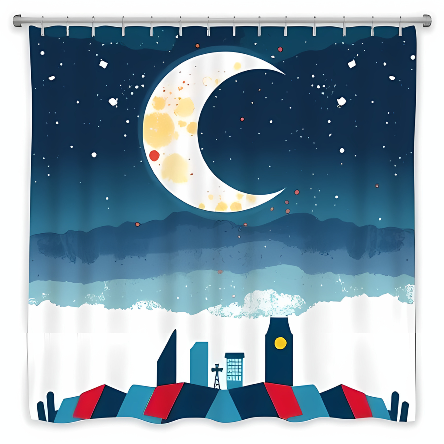 Whimsical Nighttime Shower Curtain Stars - Minimalist Design for Dreamy ...