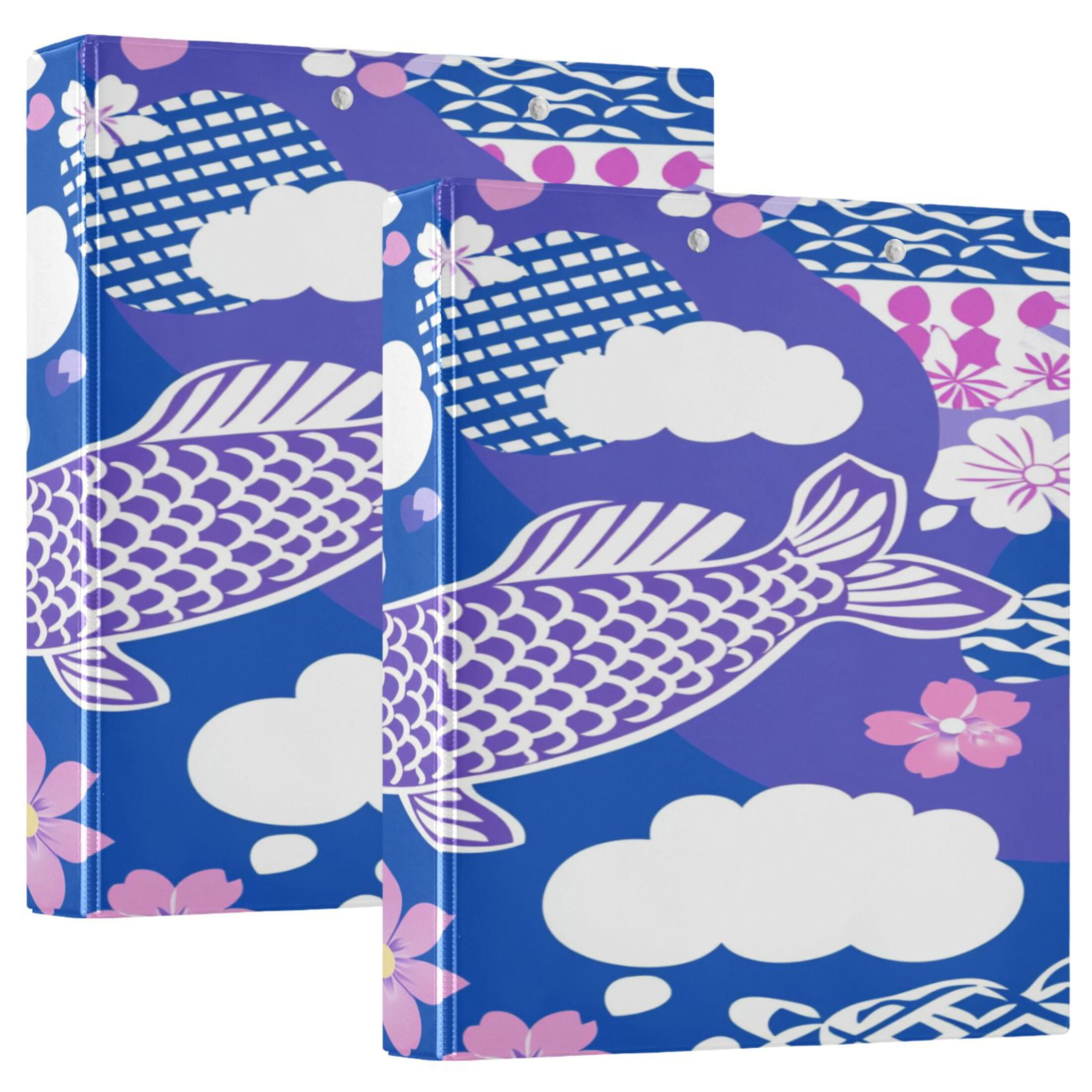 Whimsical Oceanic Floral 12.4x10.6in PVC Round Ring Binder, D-Ring 3 ...