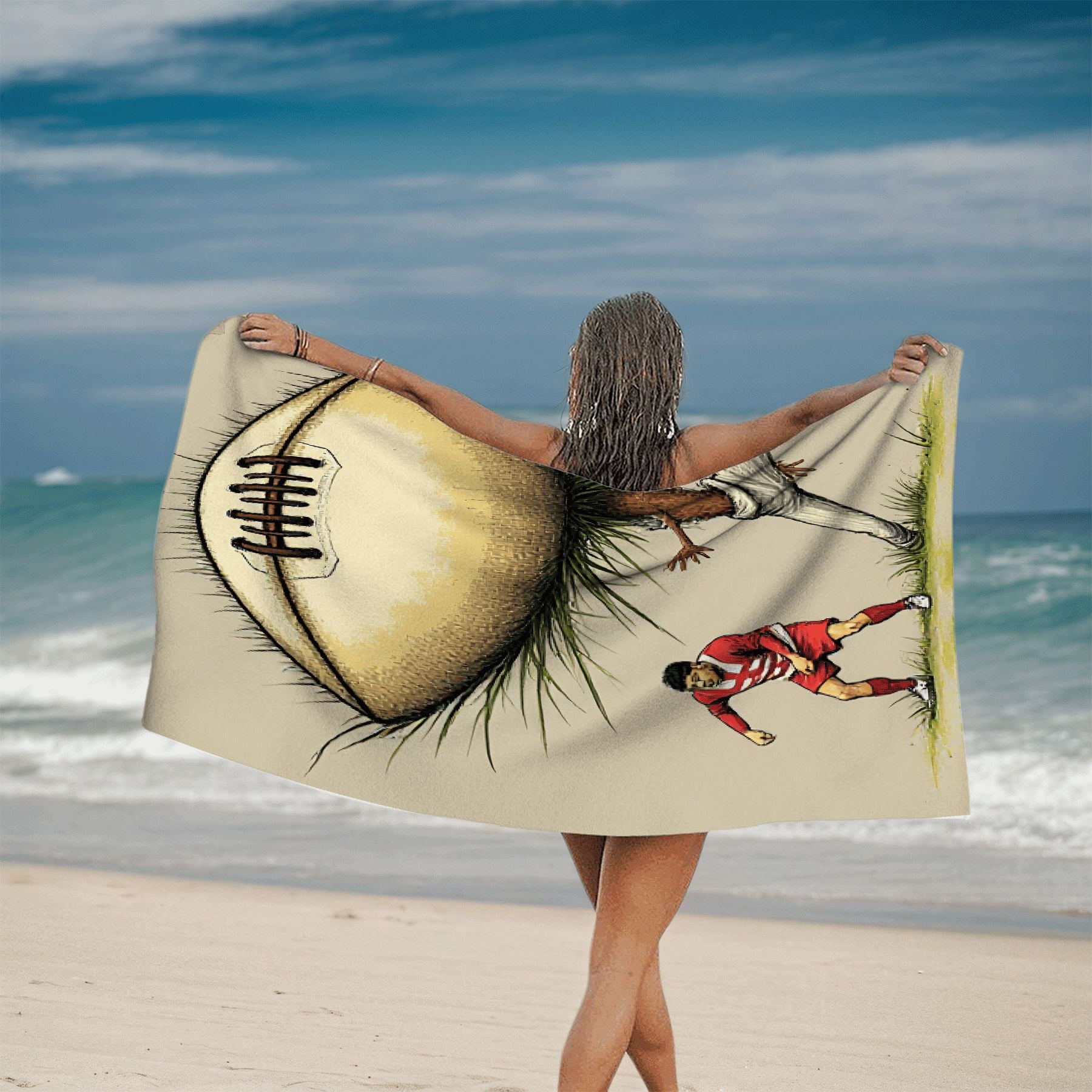 Whimsical Oversized Football Pattern Beach Towel - Perfect for Pool ...