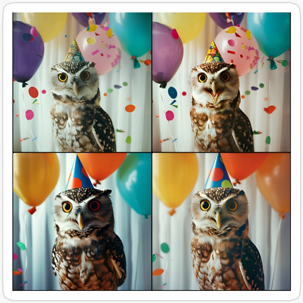Whimsical Owl Birthday Celebration Party Hat Owl Stickerphone Decal ...