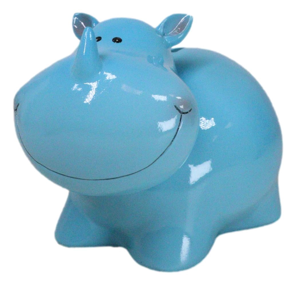 Whimsical Pastel Blue Pachyderm Rhino Money Coin Savings Piggy Bank ...