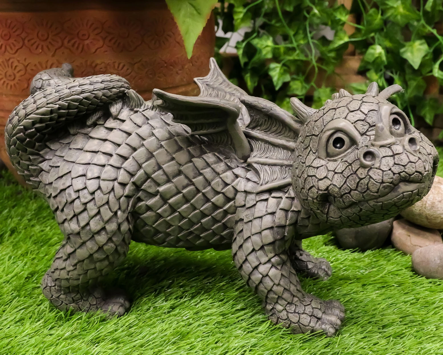 Whimsical Peeing Garden Dragon Statue 12"Long Baby Dragon Cocking Leg ...