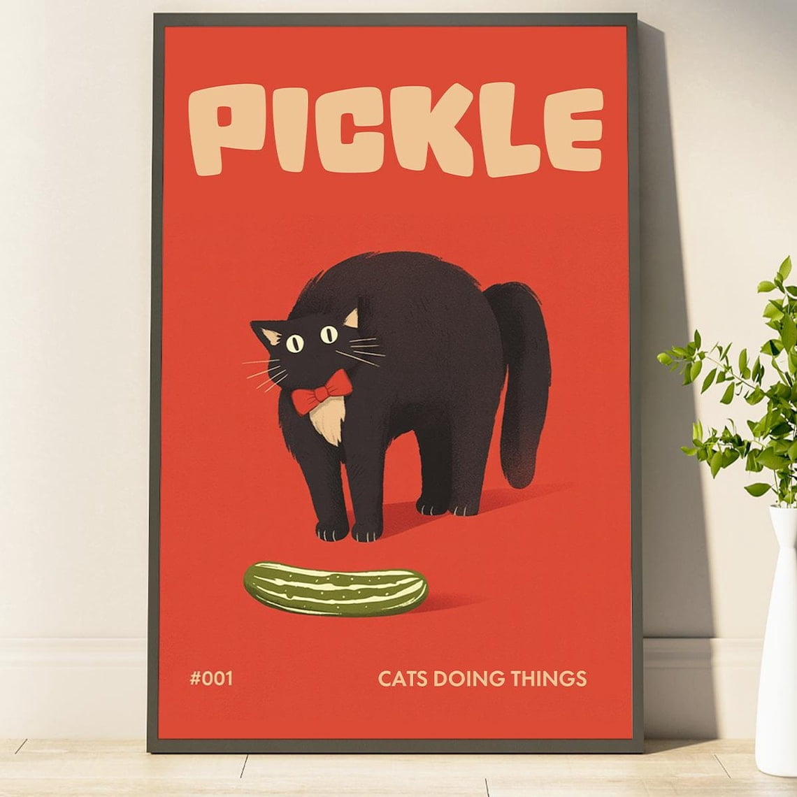 Whimsical Pickle Cat Poster Perfect For Cat Lovers And Fans Charming ...