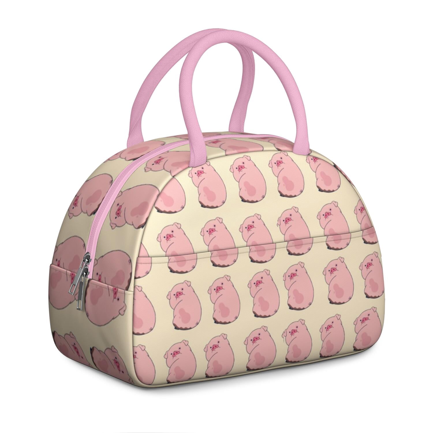 Whimsical Pig Lunch Bag – Funny Cartoon Farm Animal Print with ...