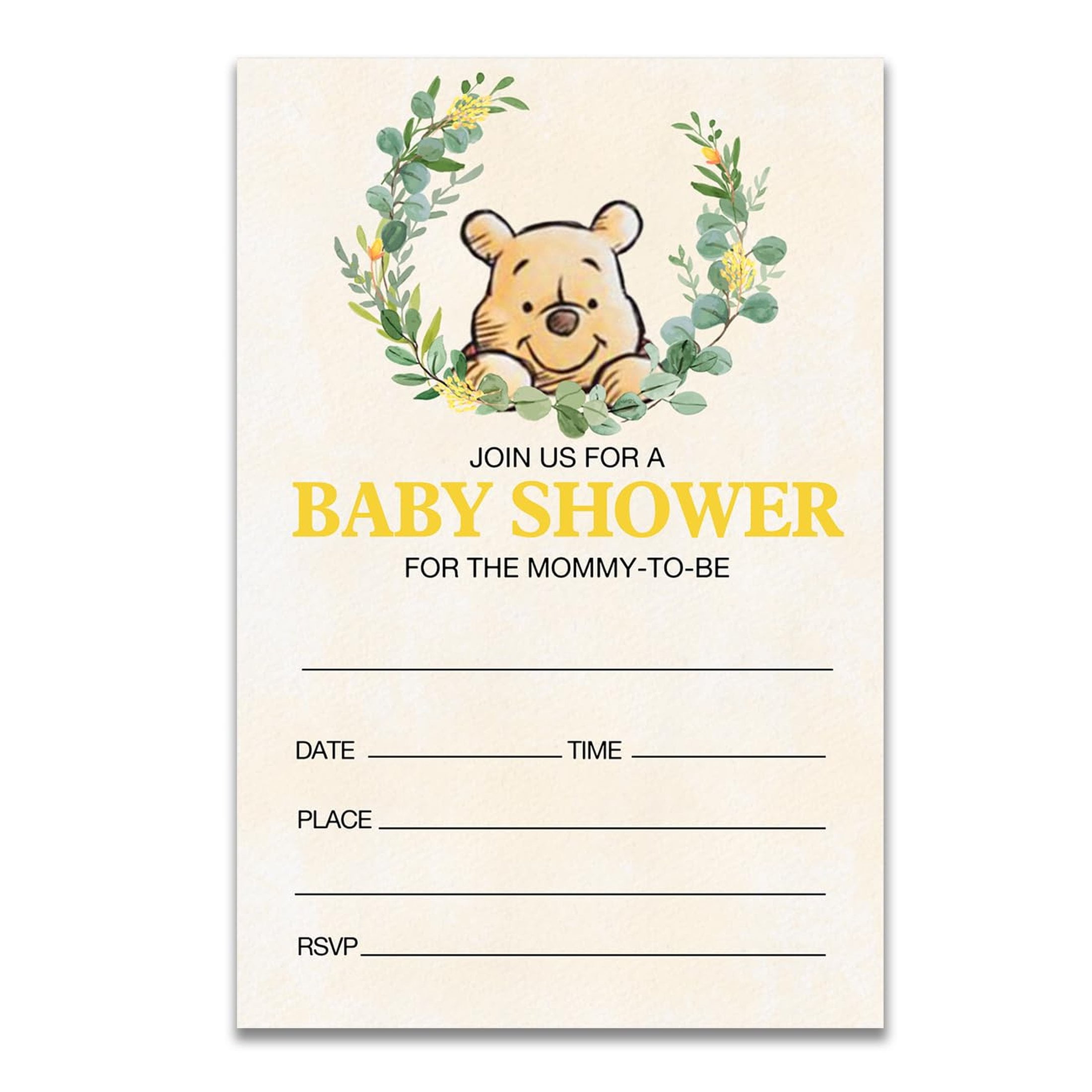 Whimsical Pooh Bear Baby Shower Invitations - Fill-in Style, 20 Count with Envelopes, Perfect ...