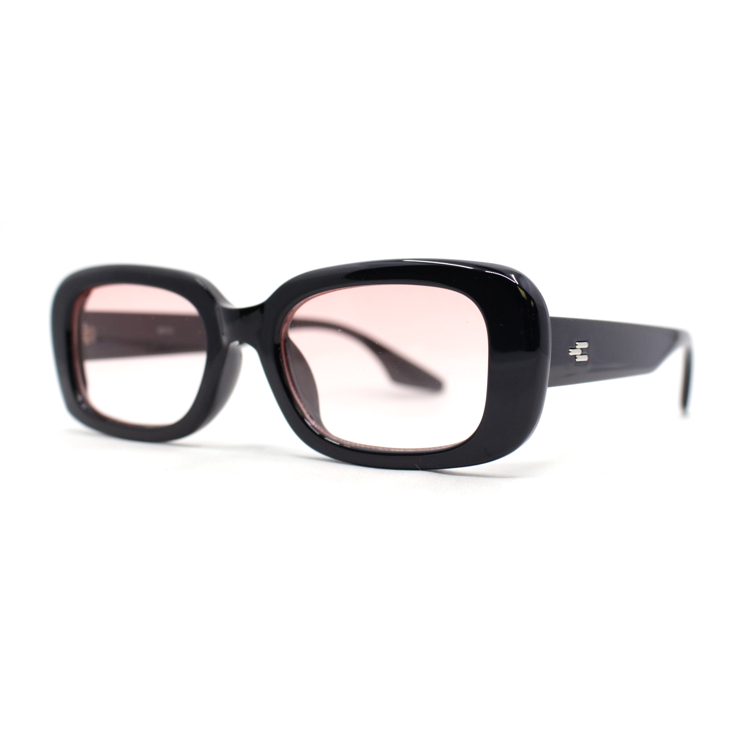 Whimsical Pop Color Oval Rectangle Mod Sunglasses Black - Pink ...