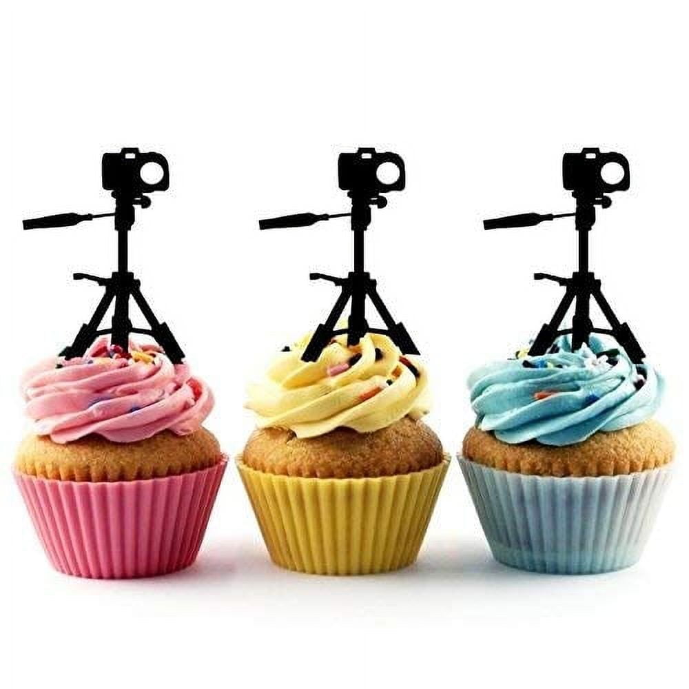Whimsical Practicality's Camera Tripod Silhouette Acrylic Cupcake ...